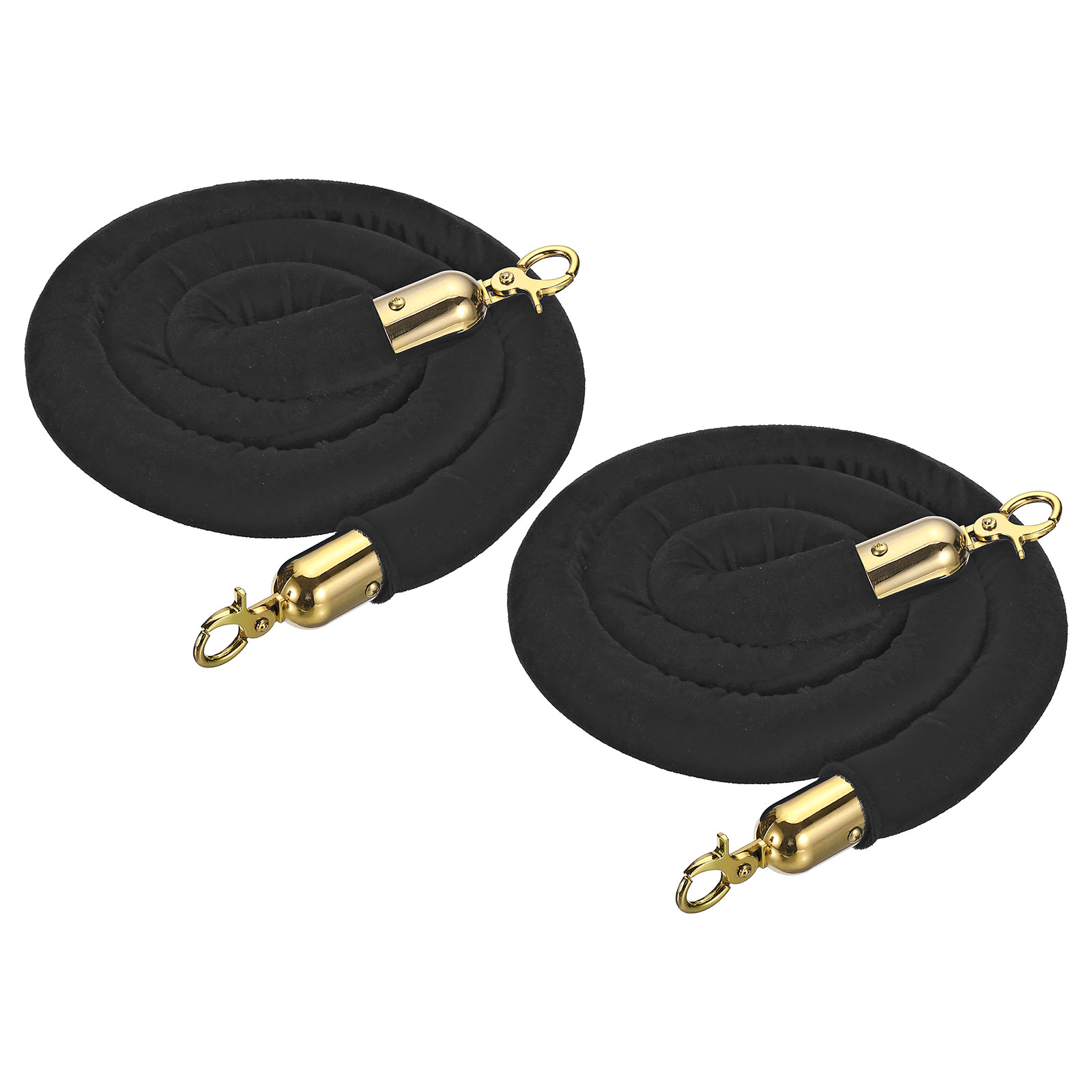 Uxcell 5 Feet Black Velvet Stanchion Rope, 2 Pack Crowd Control Barrier ...
