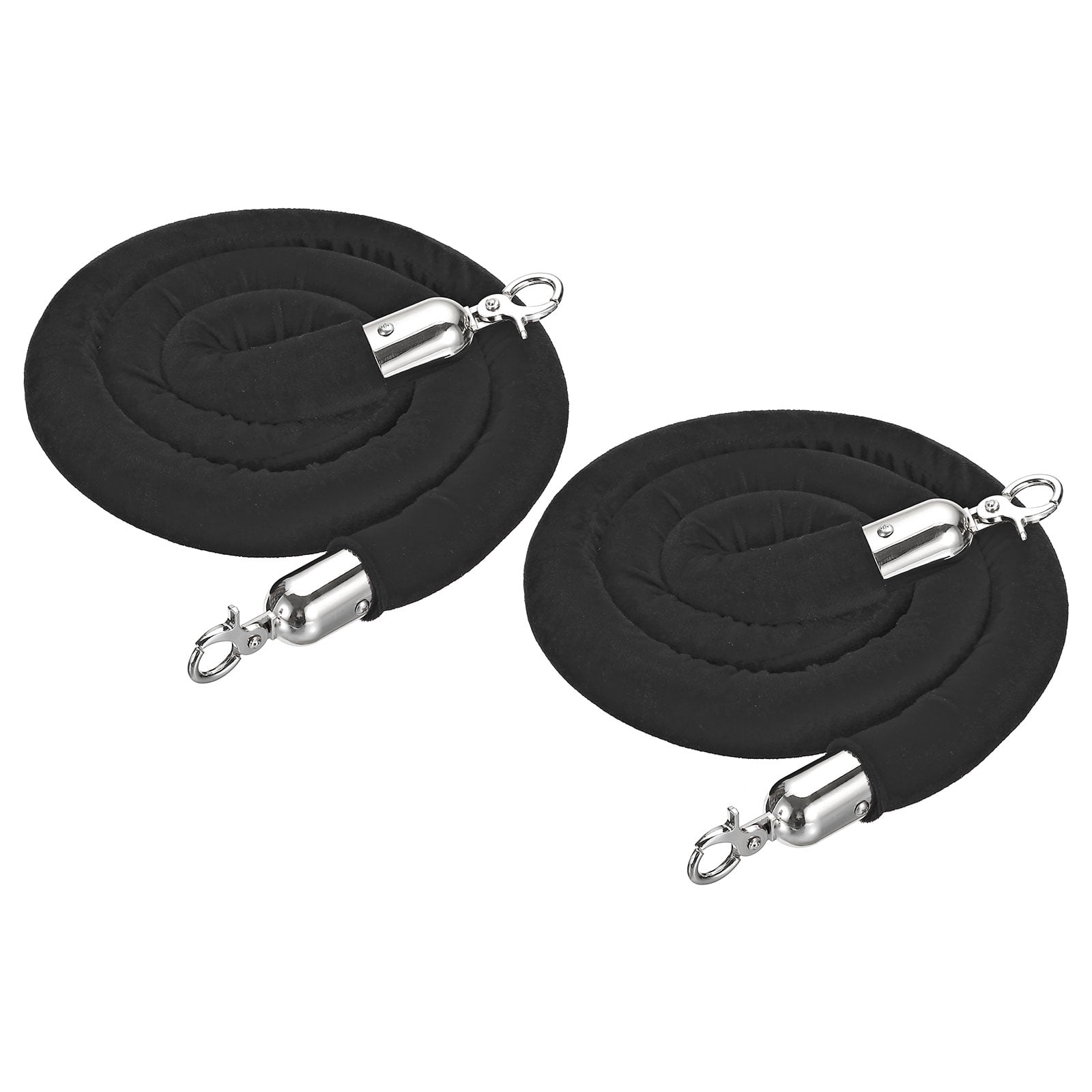 Uxcell 5 Feet Black Velvet Stanchion Rope, 2 Pack Crowd Control Barrier ...