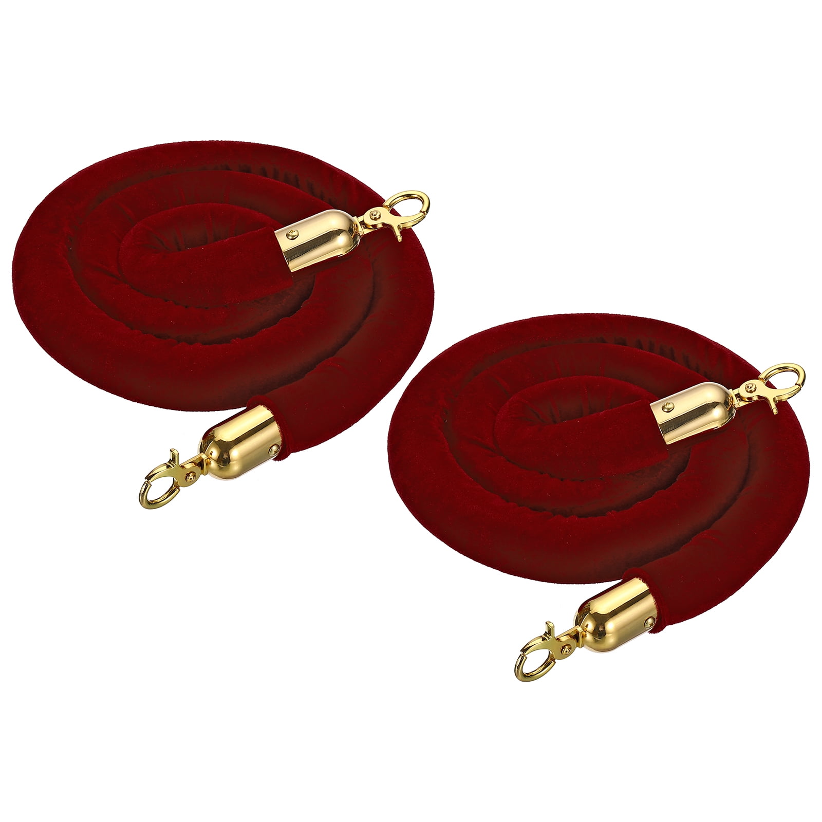Uxcell 5 Feet Dark Red Velvet Stanchion Rope, 2 Pack Crowd Control ...