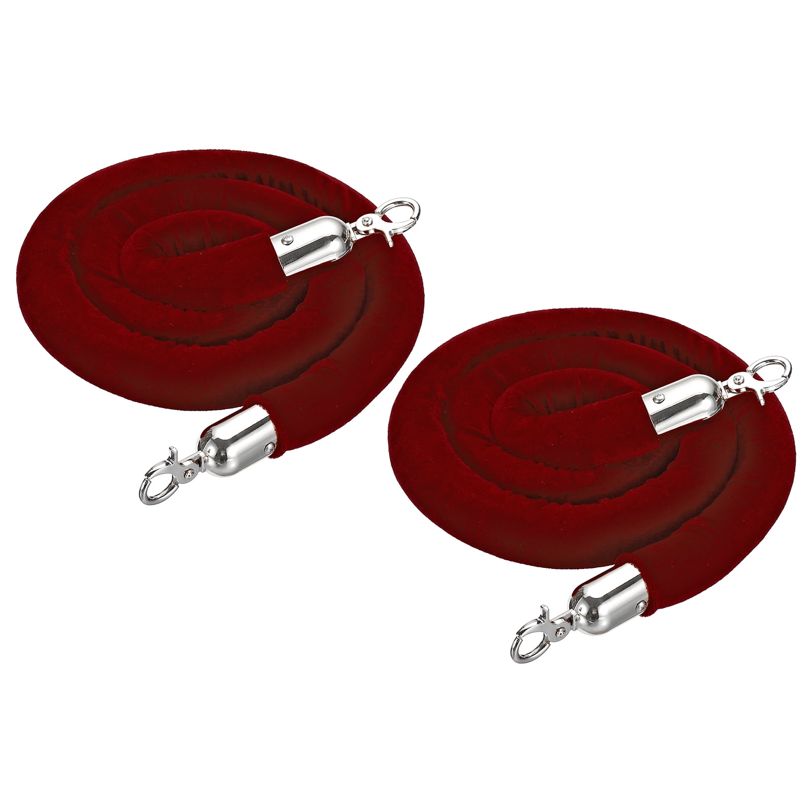 Uxcell 5 Feet Dark Red Velvet Stanchion Rope, 2 Pack Crowd Control ...