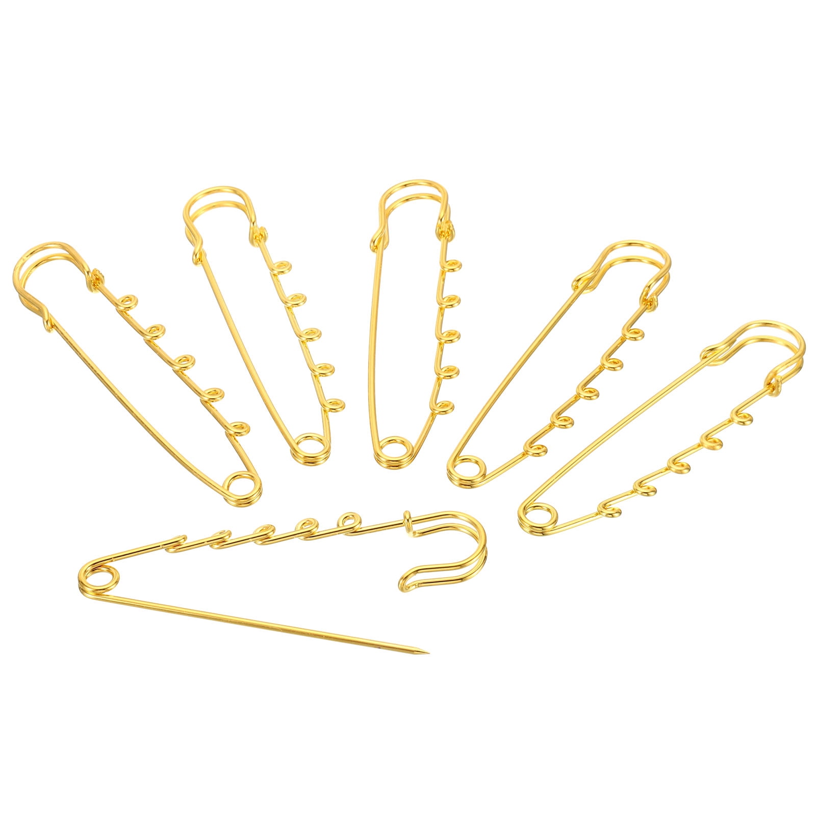 Uxcell 5 Holes Brooch Pins 3 Inch Metal Decorative Collar Safety Pins ...