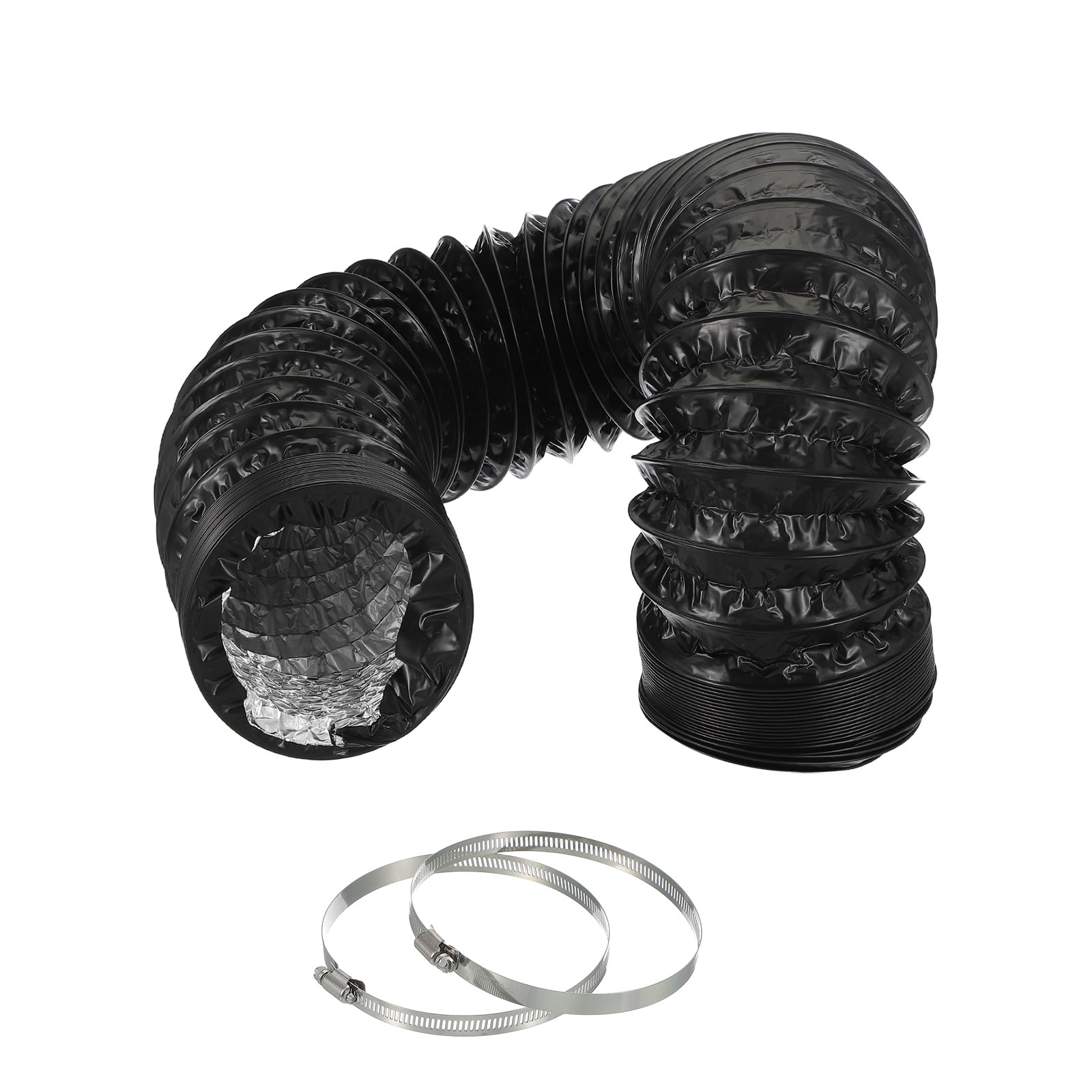 Uxcell 5 Inch Air Duct, 8Ft Length Dryer Vent Hose Flexible Aluminum Ducting for HVAC Include 2 ...