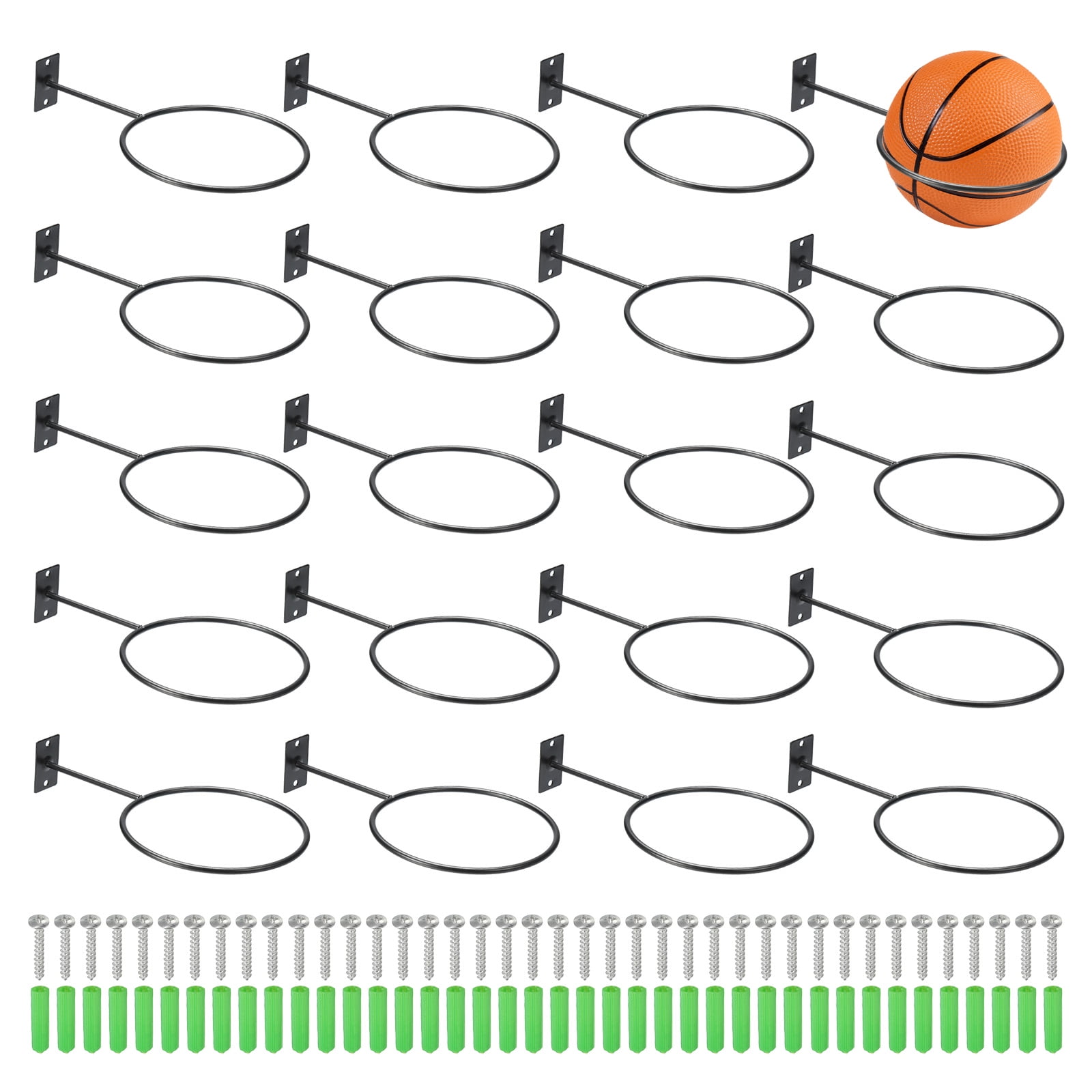 Uxcell 5 Inch Ball Holder Wall Mount, 20 Pack Ball Display Wall Storage ...