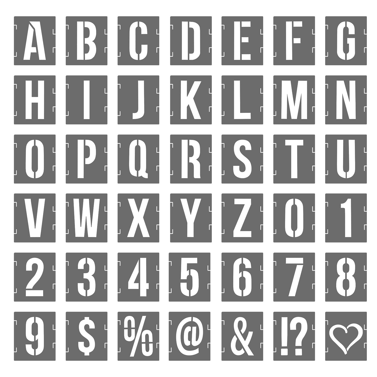Uxcell 5 Inch Numbers Craft Stencils, 42 Pcs Letter Stencils Alphabet ...