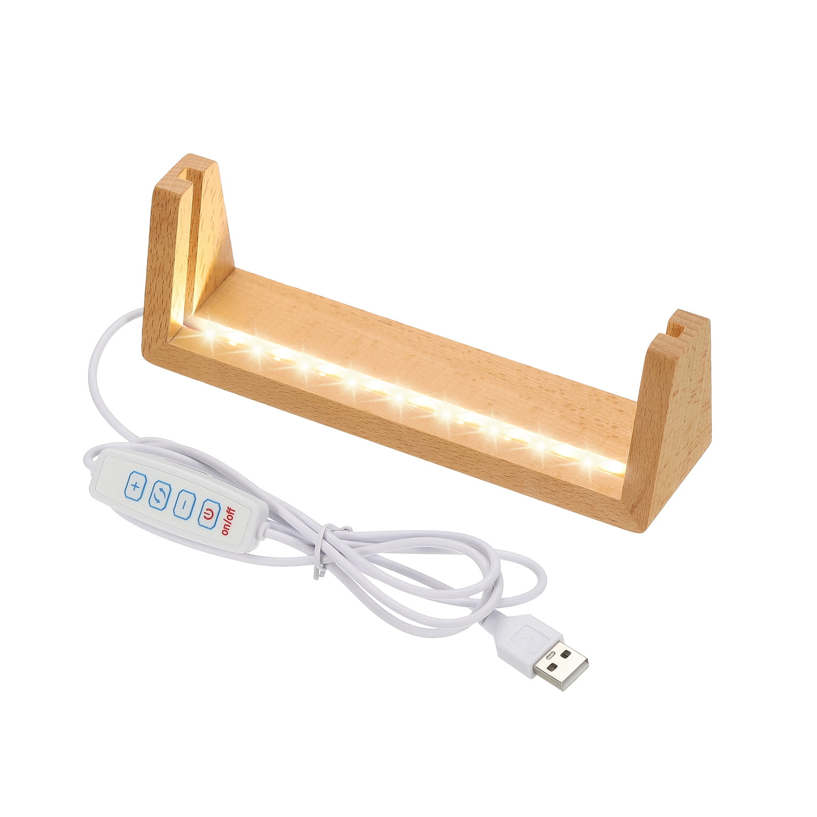Uxcell 5 Inch Wooden LED Light Base Beech Wood Light Display Stand ...