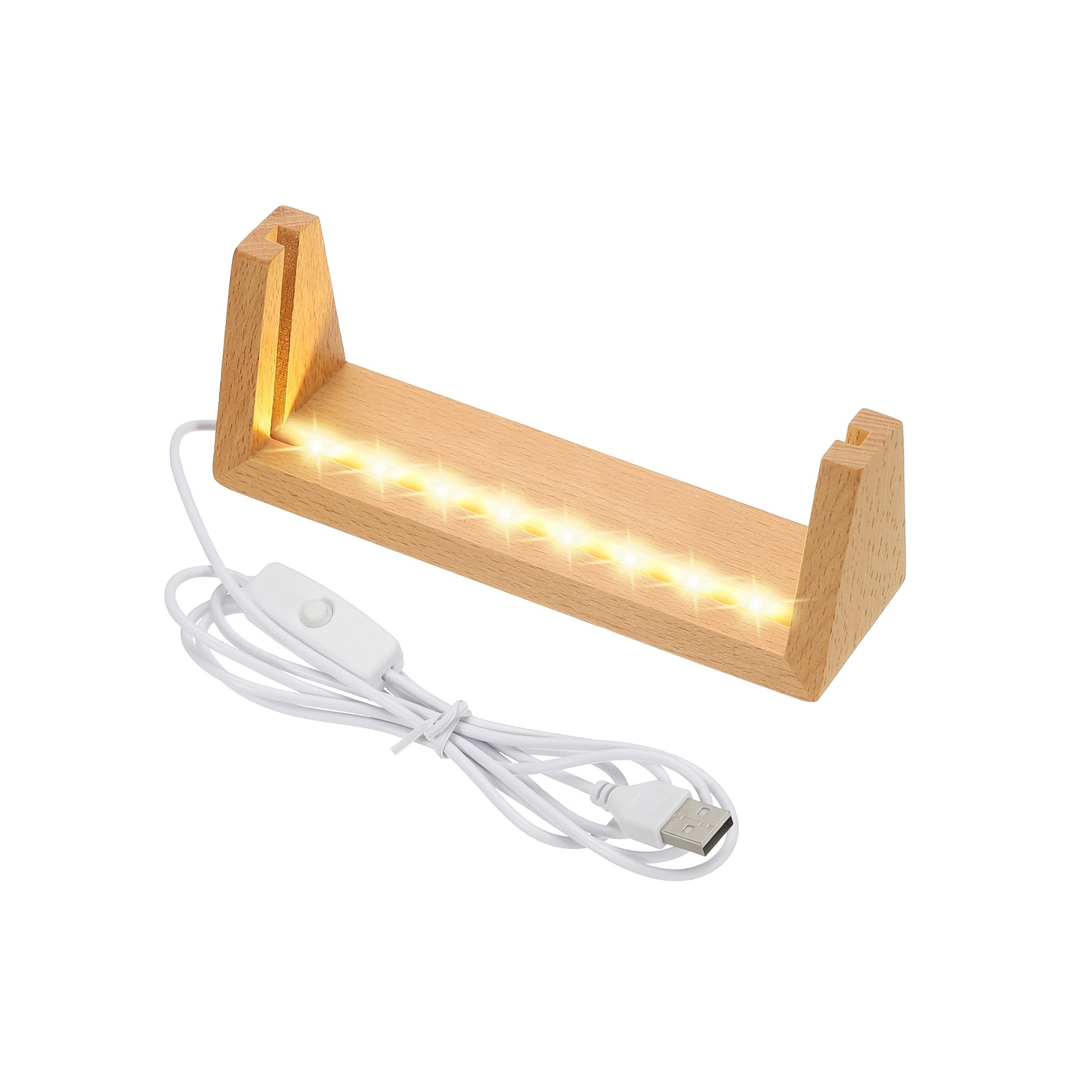 Uxcell 5 Inch Wooden LED Light Base Beech Wood Light Display Stand ...