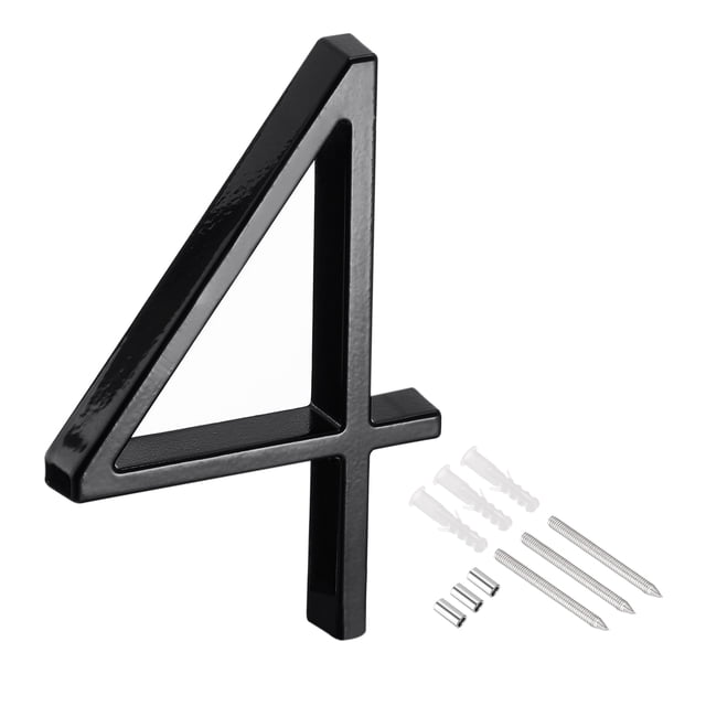 Uxcell 5 Inch Zinc Alloy Modern Floating House Number 4 Address Sign ...