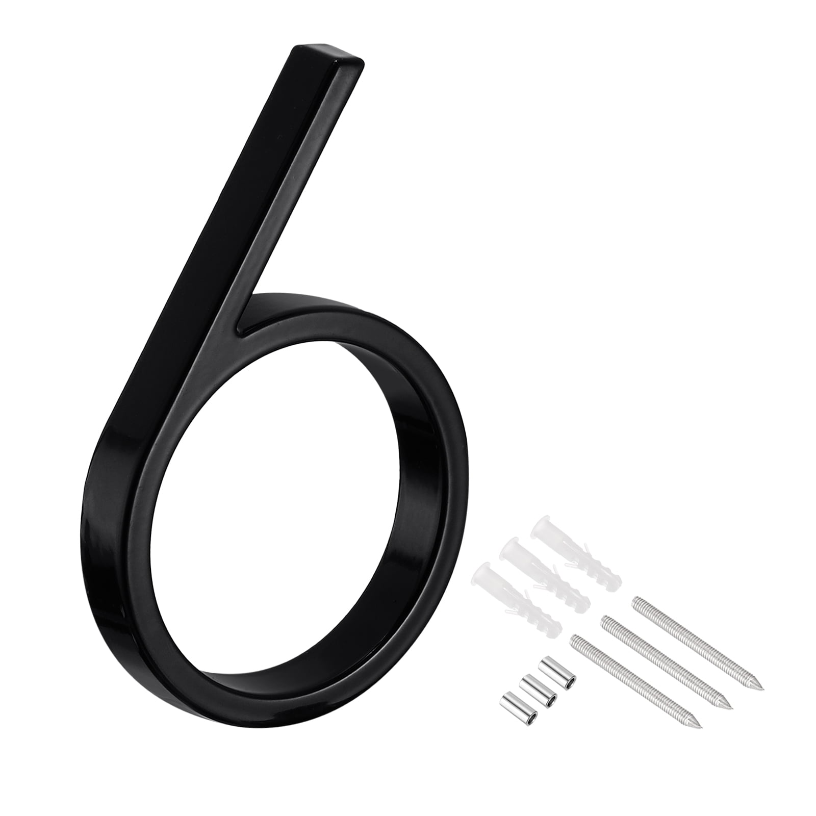 Uxcell 5 Inch Zinc Alloy Modern Floating House Number 6 Address Sign ...