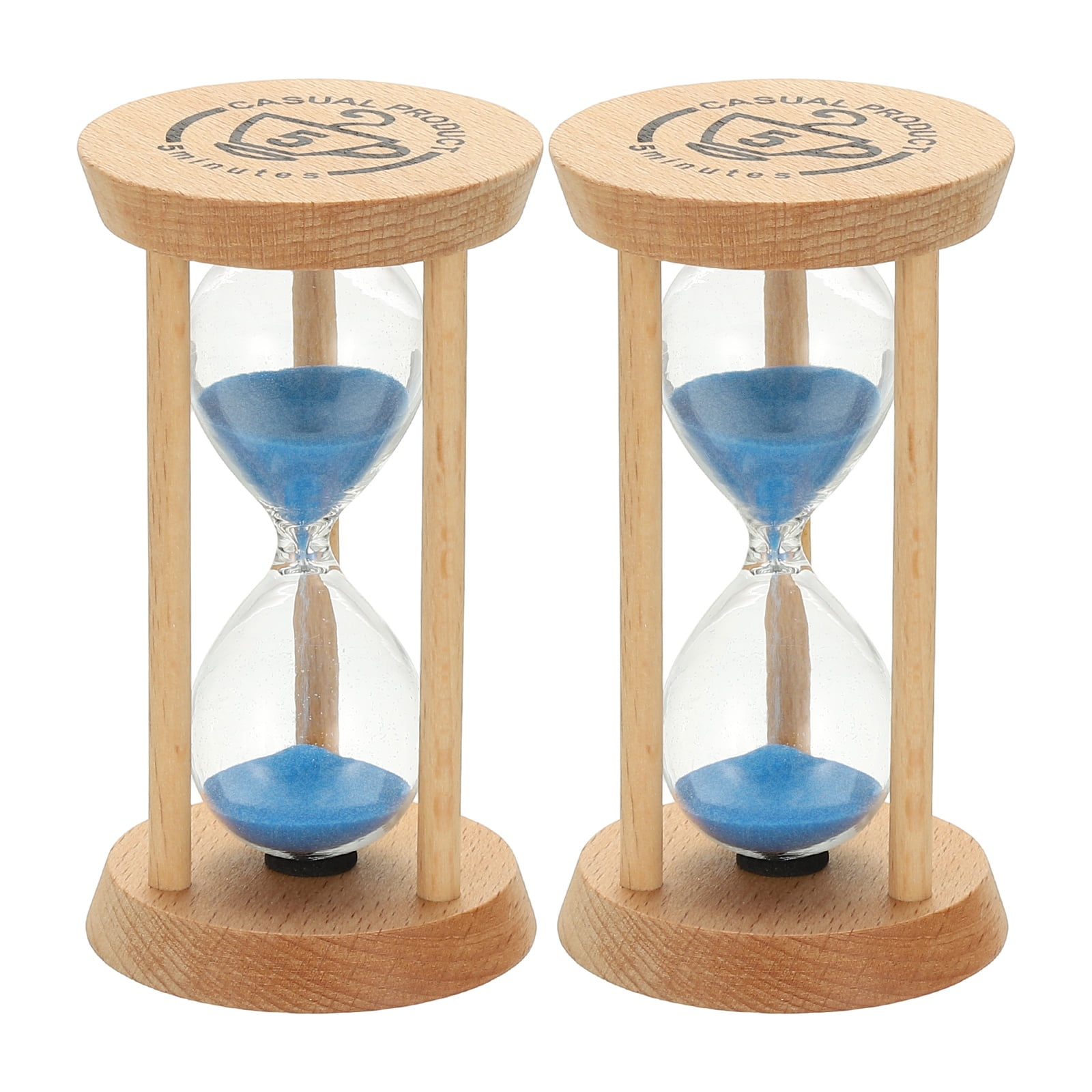 Uxcell 5 Minutes Sand Timer, 2 Pcs Wooden Sand Watch High Glass ...