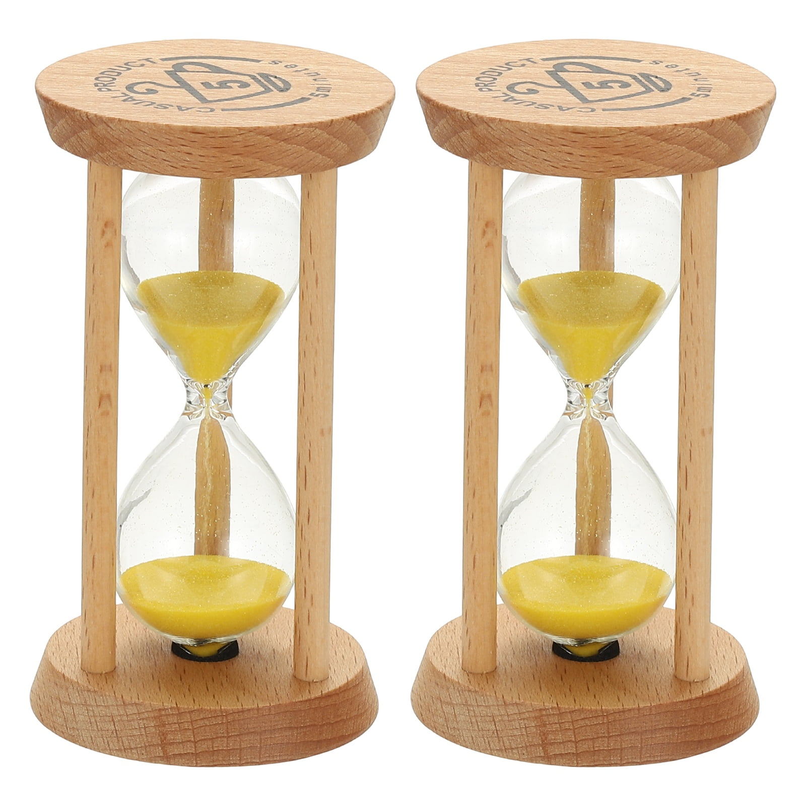 Uxcell 5 Minutes Sand Timer, 2 Pcs Wooden Sand Watch High Glass ...