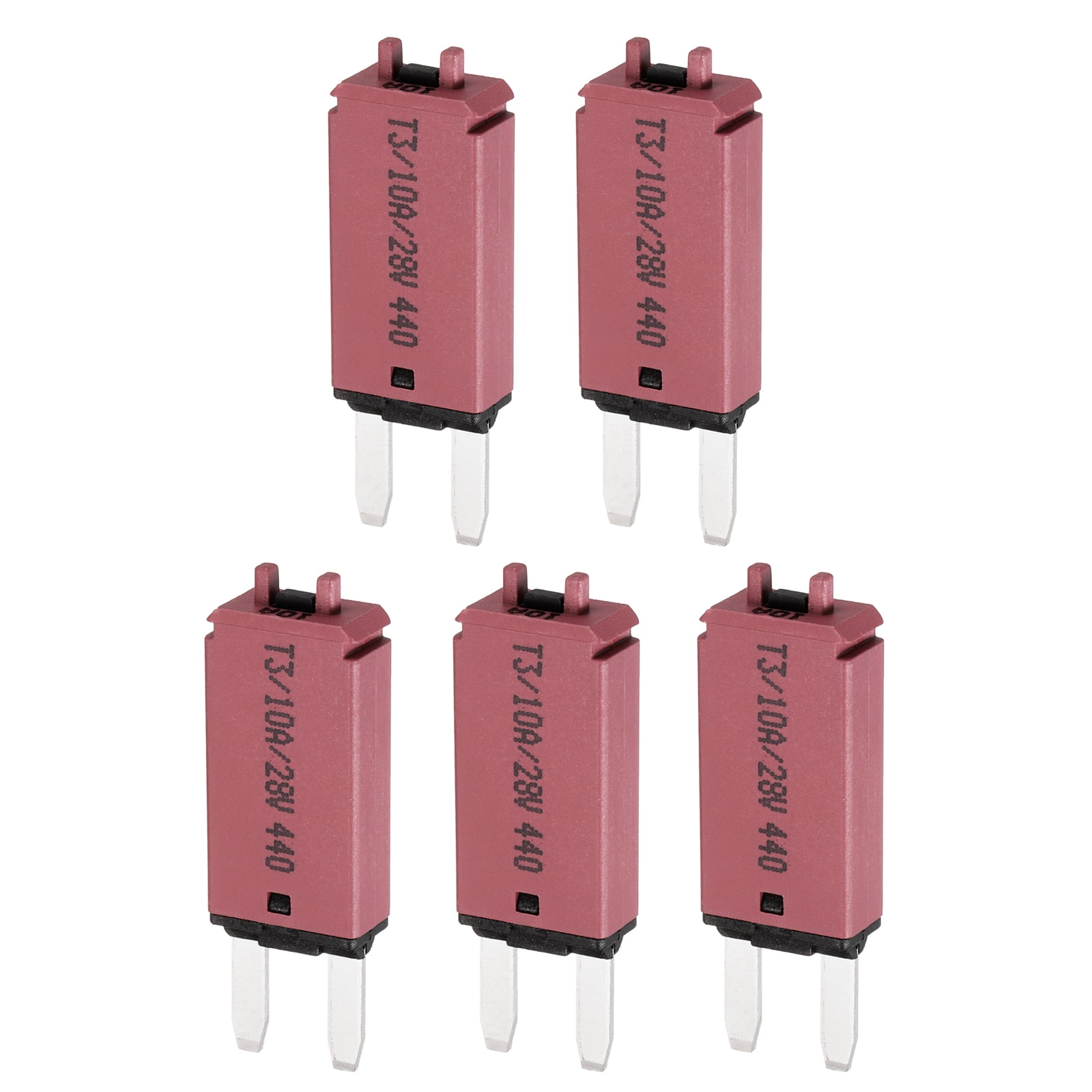 Uxcell 5 Pack 28V DC 10A Red ATC/ATO Manual Narrow Mini Resettable Fuse ...