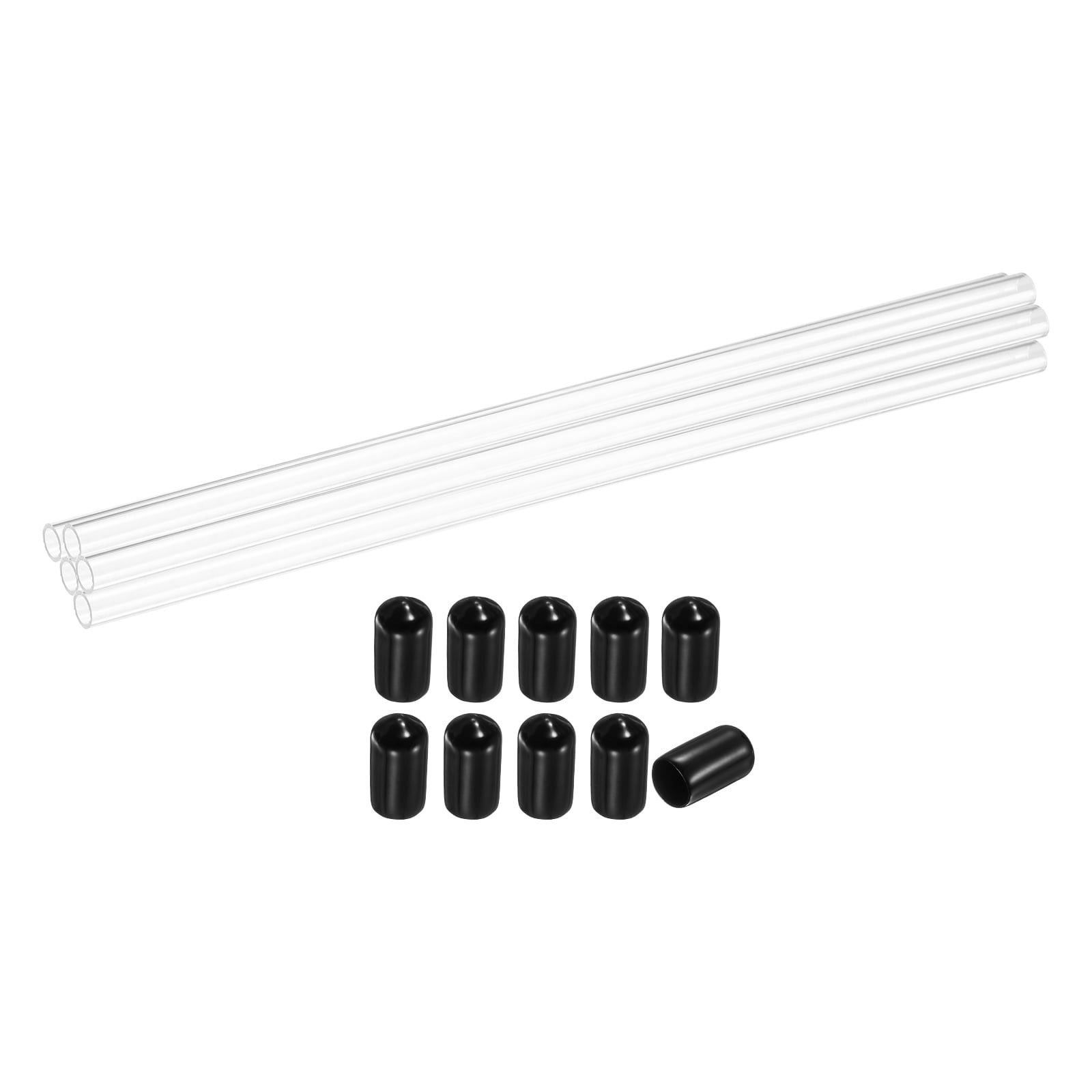 Uxcell 5 Pack Clear Rigid Acrylic Pipe, 8mm(0.31") ID x 10mm(0.39") OD ...