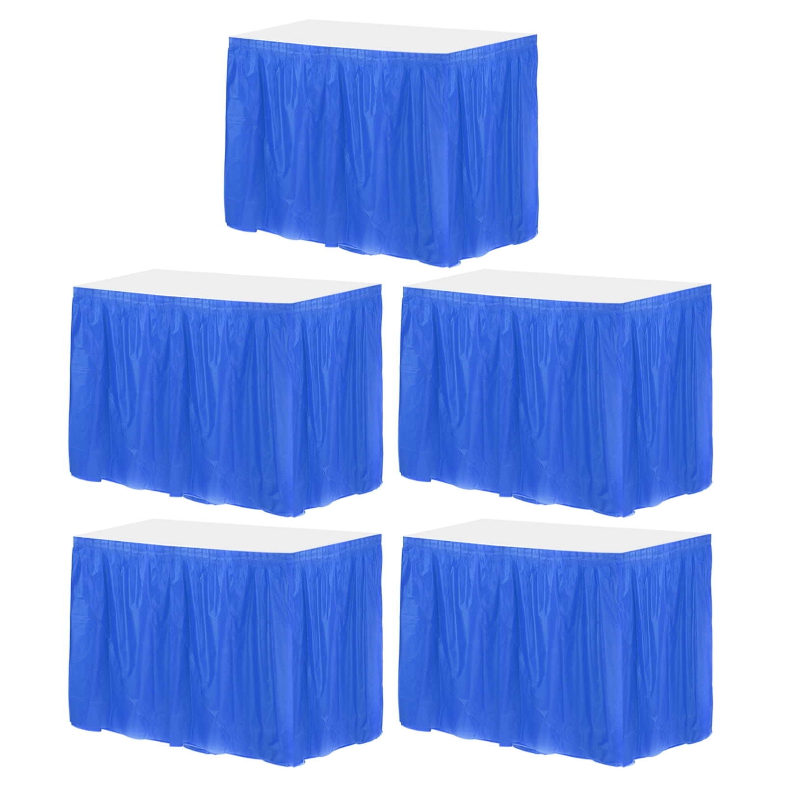 Uxcell 5 Pack Dark Blue Plastic Table Skirts, 29 in x 14 Ft Table ...