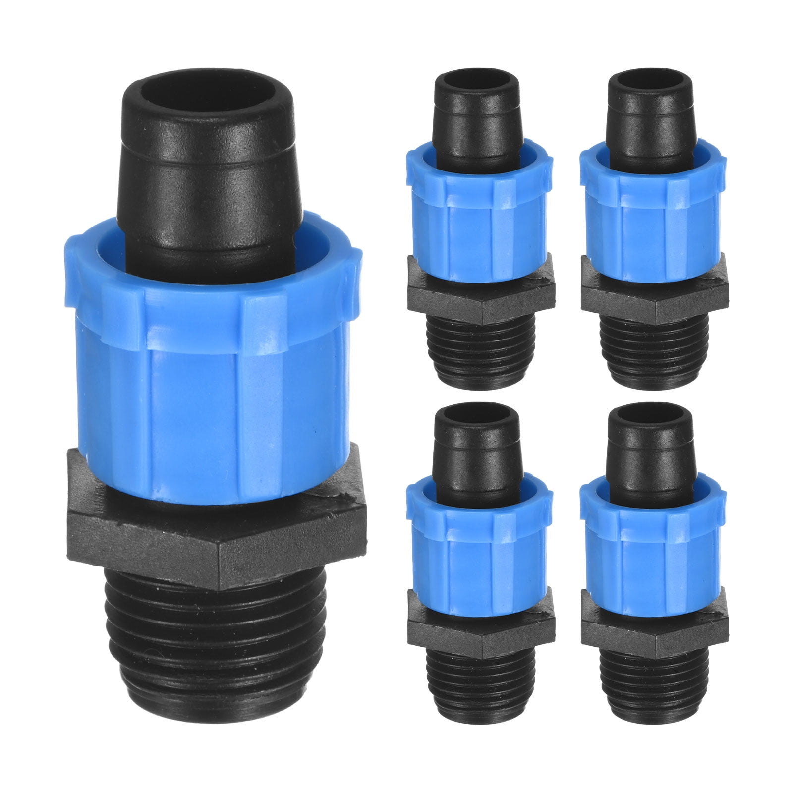 Uxcell 5-Pack Drip Irrigation Barbed Locking Fittings, 5/8 to 1/2 Inch ...