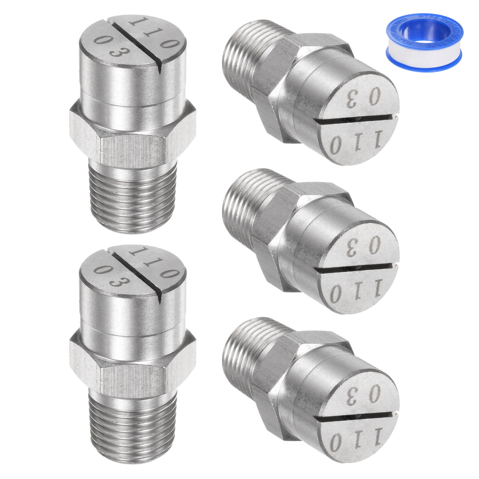 Uxcell 5-Pack Flat Fan Spray Tip, 110 Degree 1/8BSPT Male Pressure ...