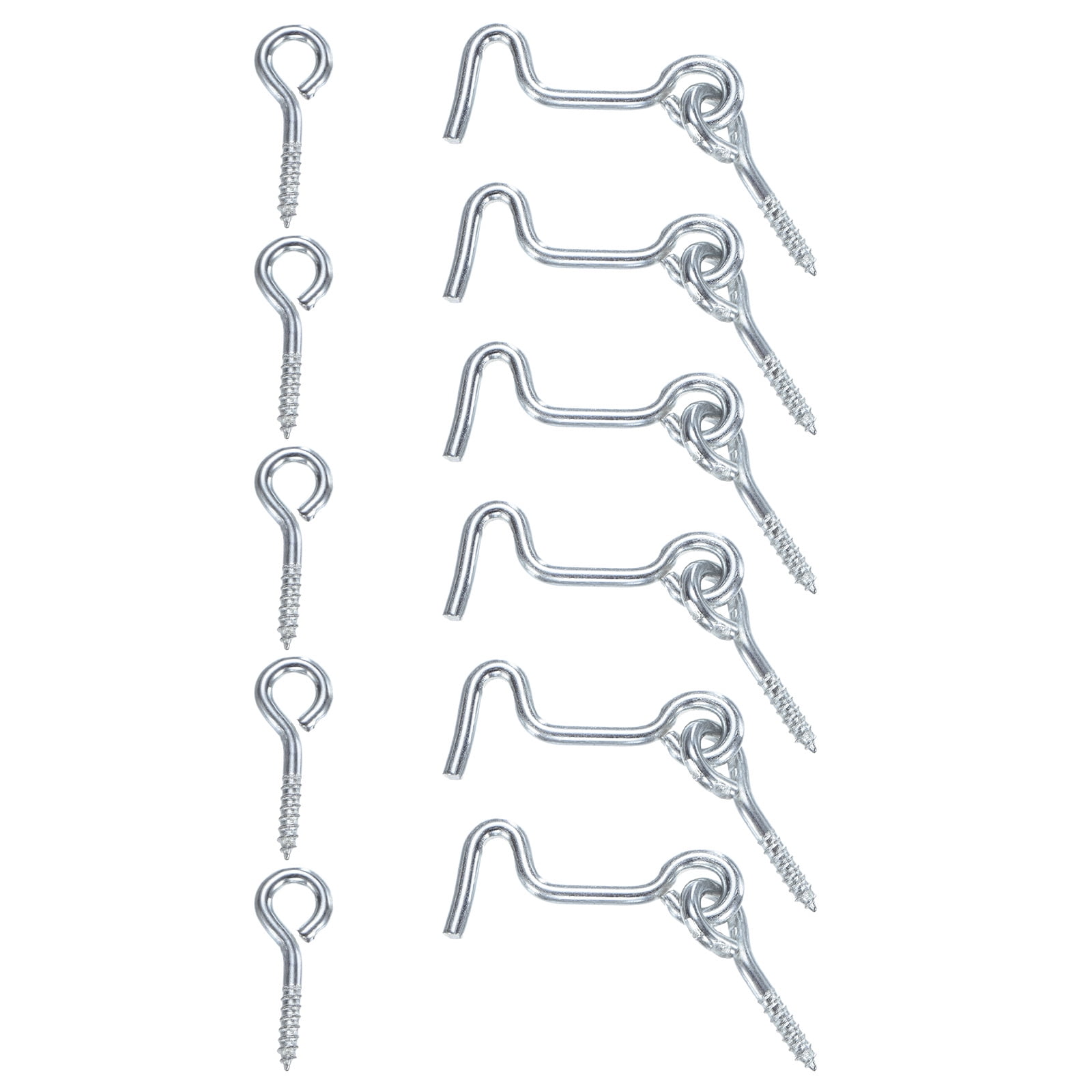 Uxcell 5-Pack Hook and Eye Latch for Door 1.5 Inch Carbon Steel Gate ...