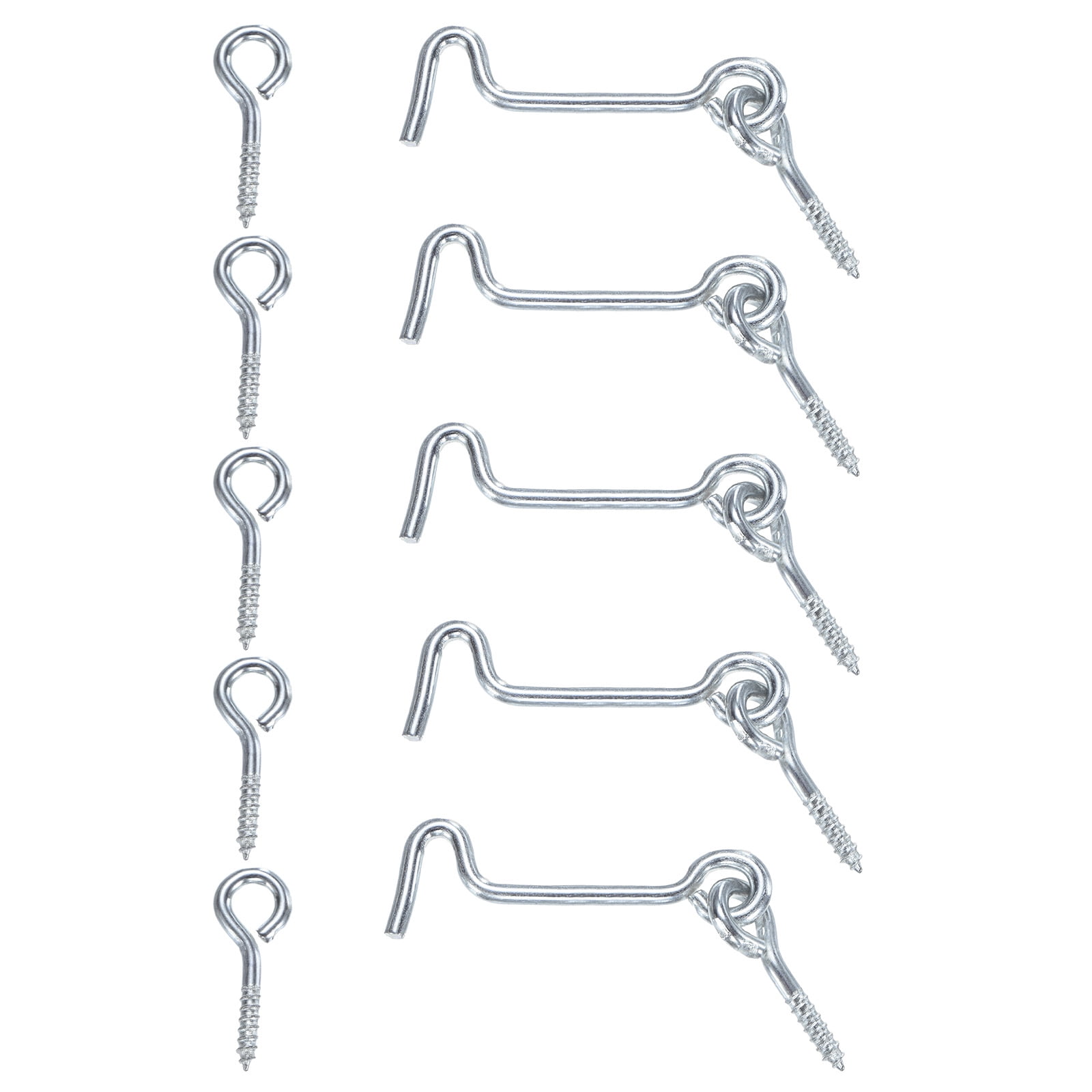 Uxcell 5-Pack Hook and Eye Latch for Door 2 Inch Carbon Steel Gate ...