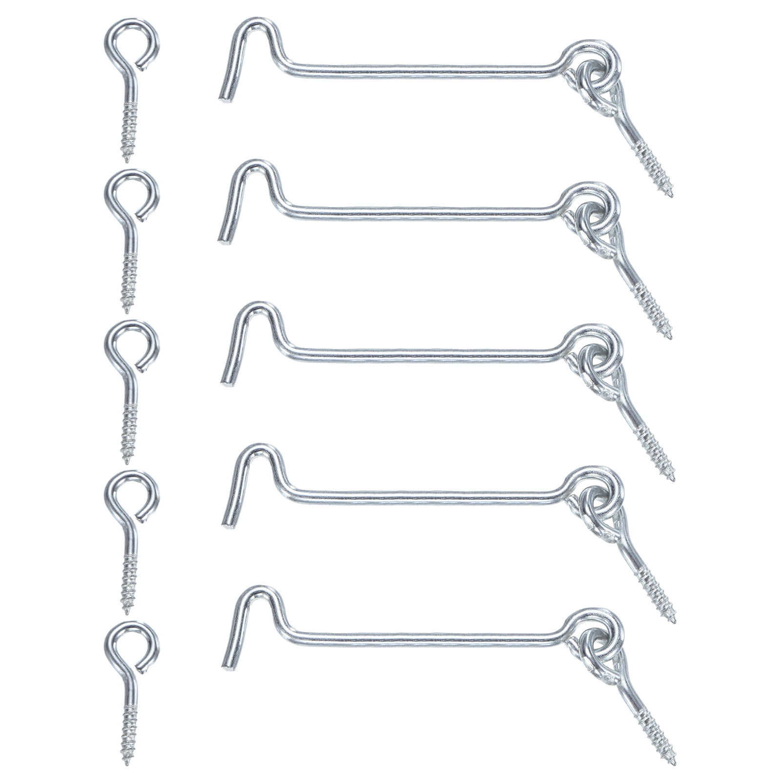 Uxcell 5-Pack Hook and Eye Latch for Door 3 Inch Carbon Steel Gate ...