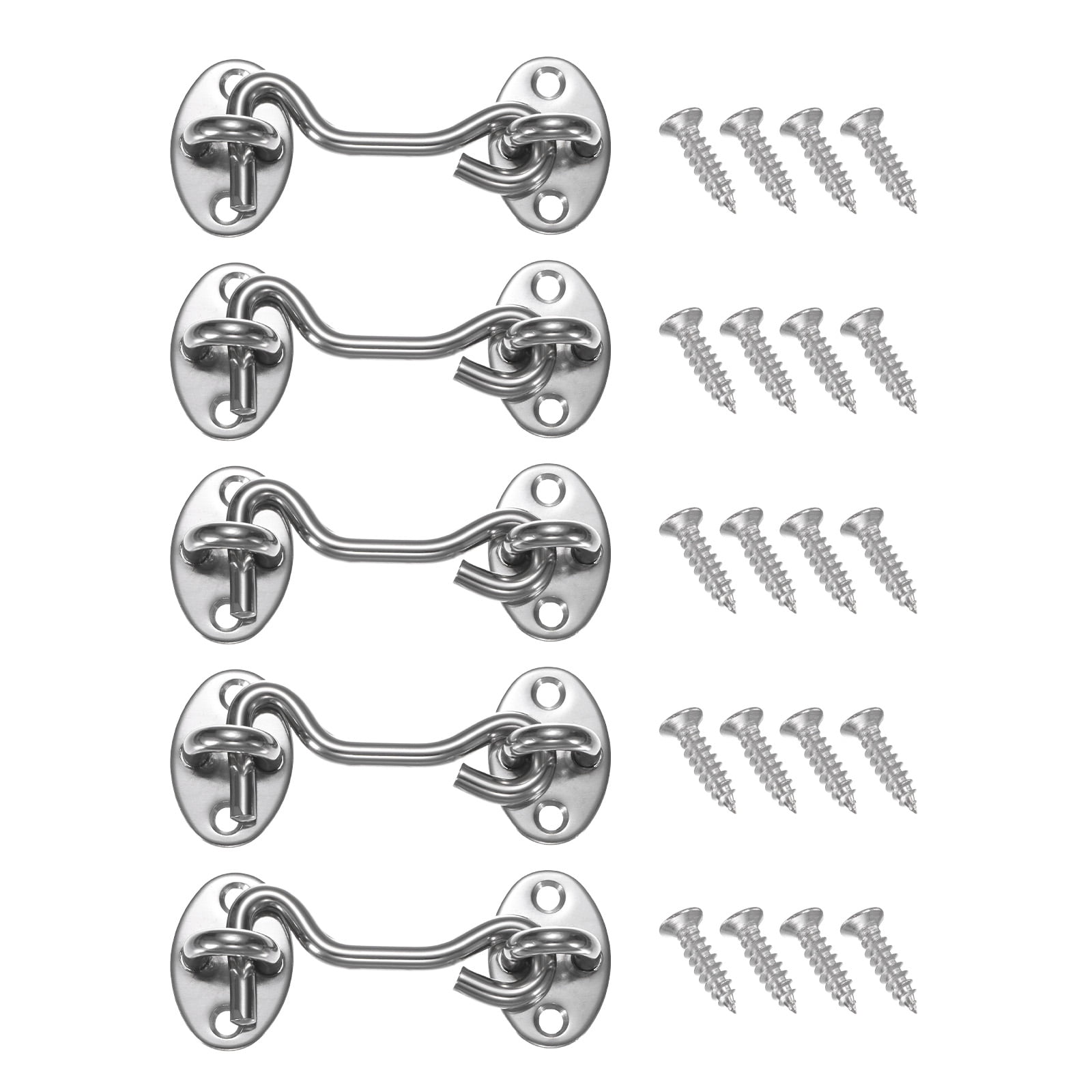 Uxcell 5-Pack Hook and Eye Latch for Door 3 Inch Stainless Steel Gate ...