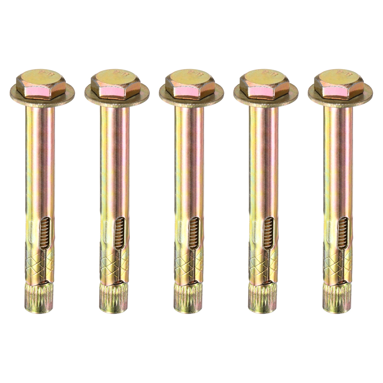 Uxcell 5-Pack M10 x 100mm Colored Galvanized Iron-Carbon Steel External ...