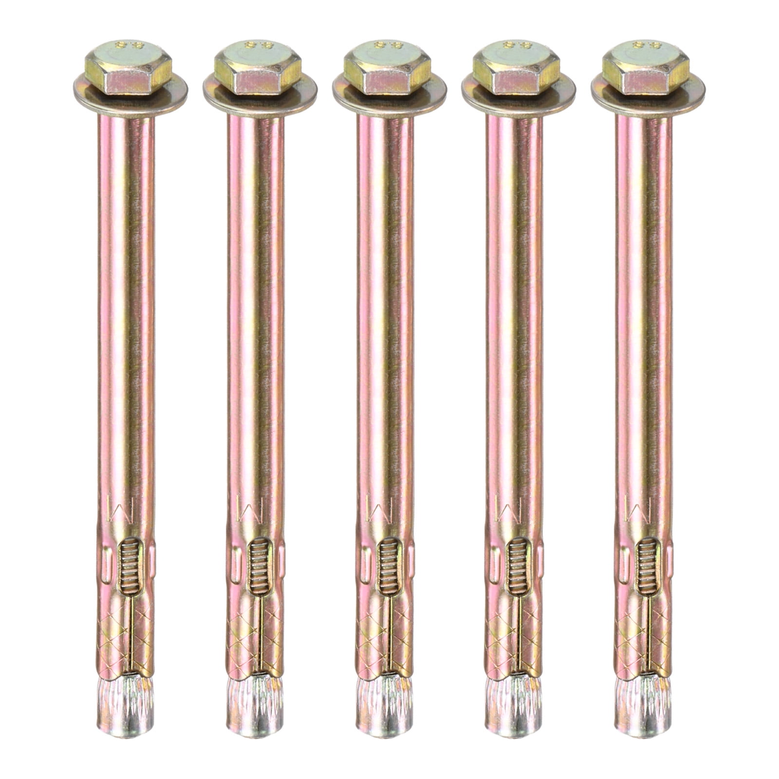 Uxcell 5-Pack M6 x 100mm Colored Galvanized Iron-Carbon Steel External ...