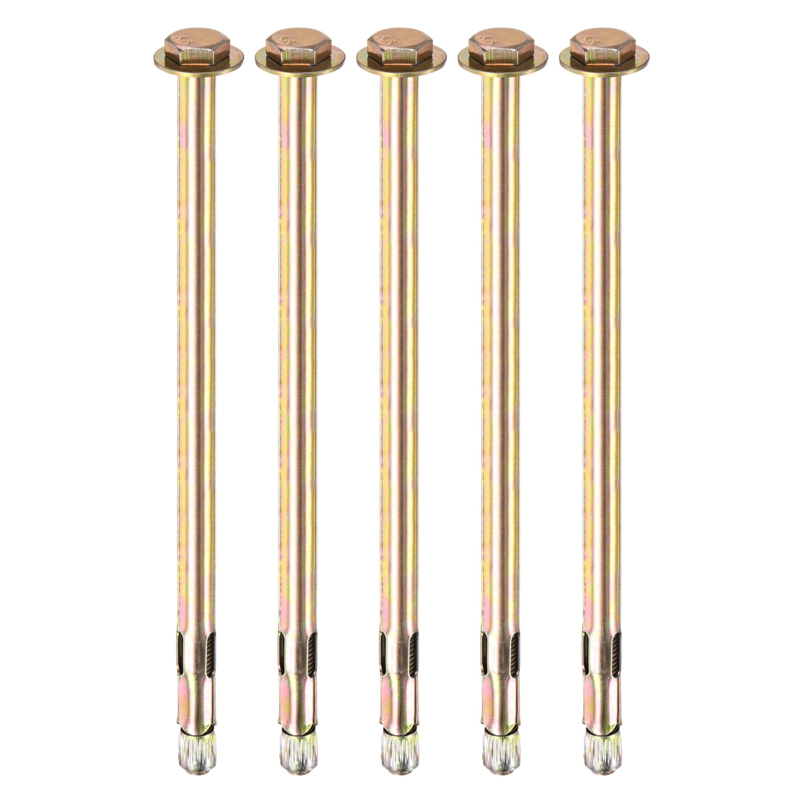 Uxcell 5-Pack M8 x 200mm Colored Galvanized Iron-Carbon Steel External ...