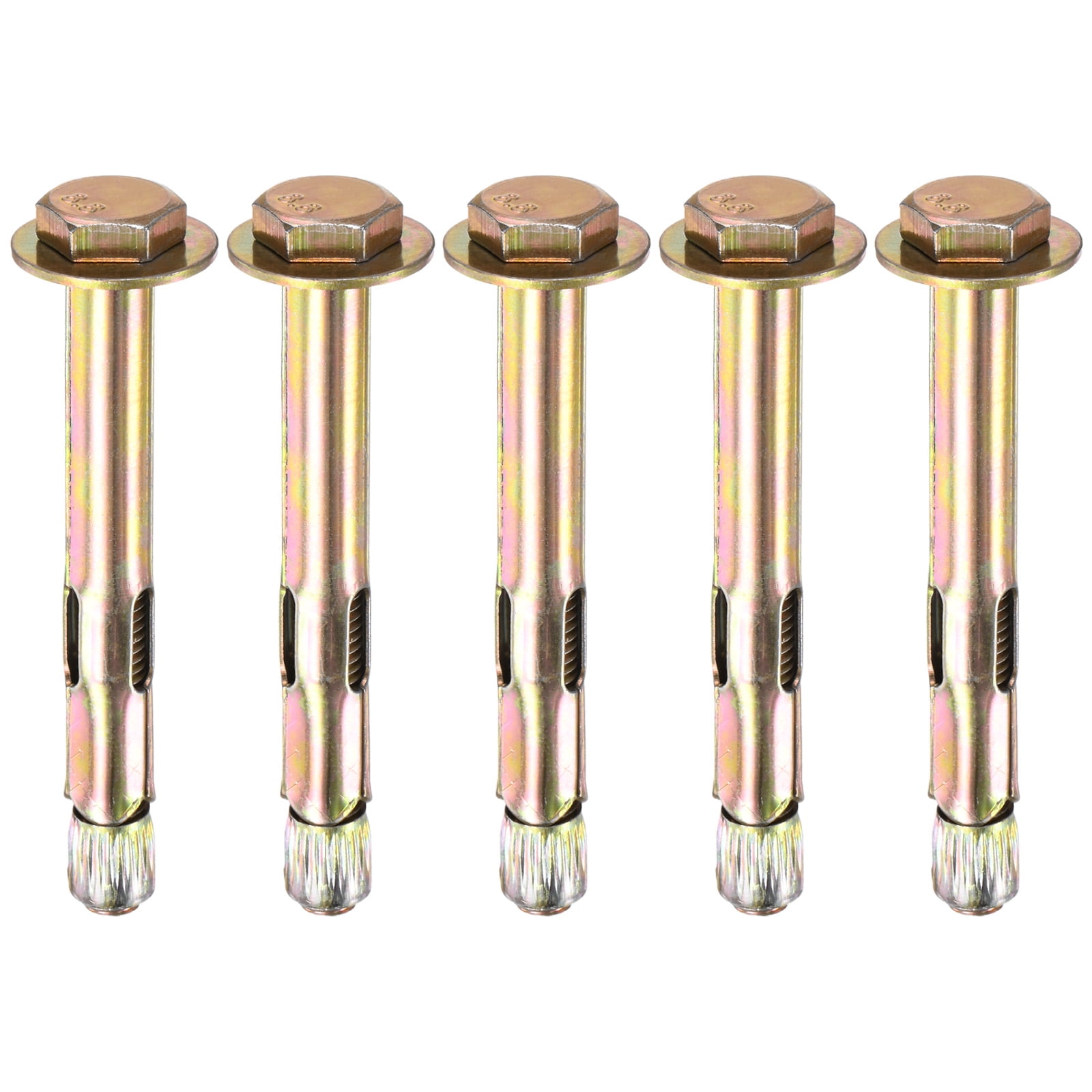 Uxcell 5-Pack M8 x 80mm Colored Galvanized Iron-Carbon Steel External ...