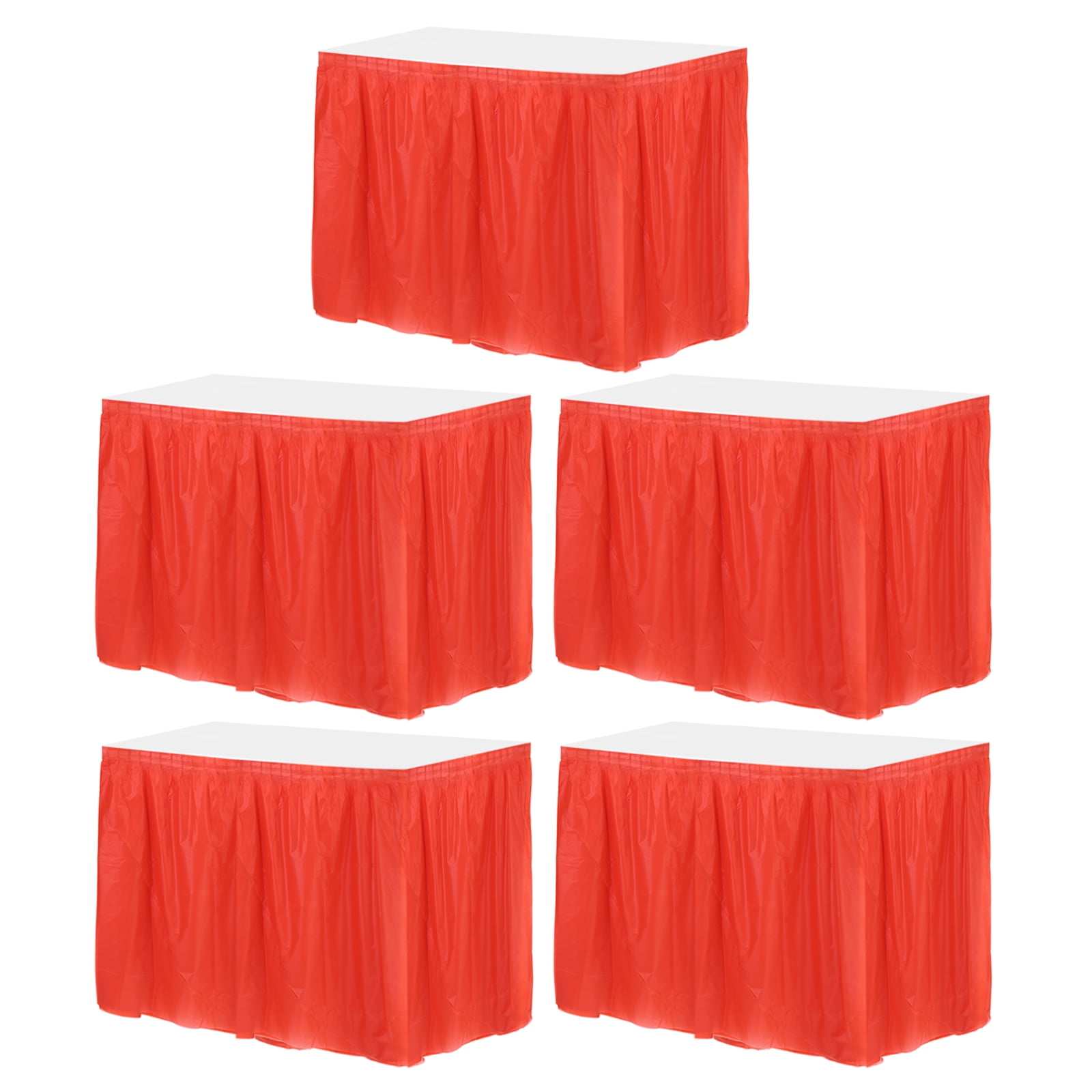 Uxcell 5 Pack Red Plastic Table Skirts, 29 in x 14 Ft Table Skirts for ...