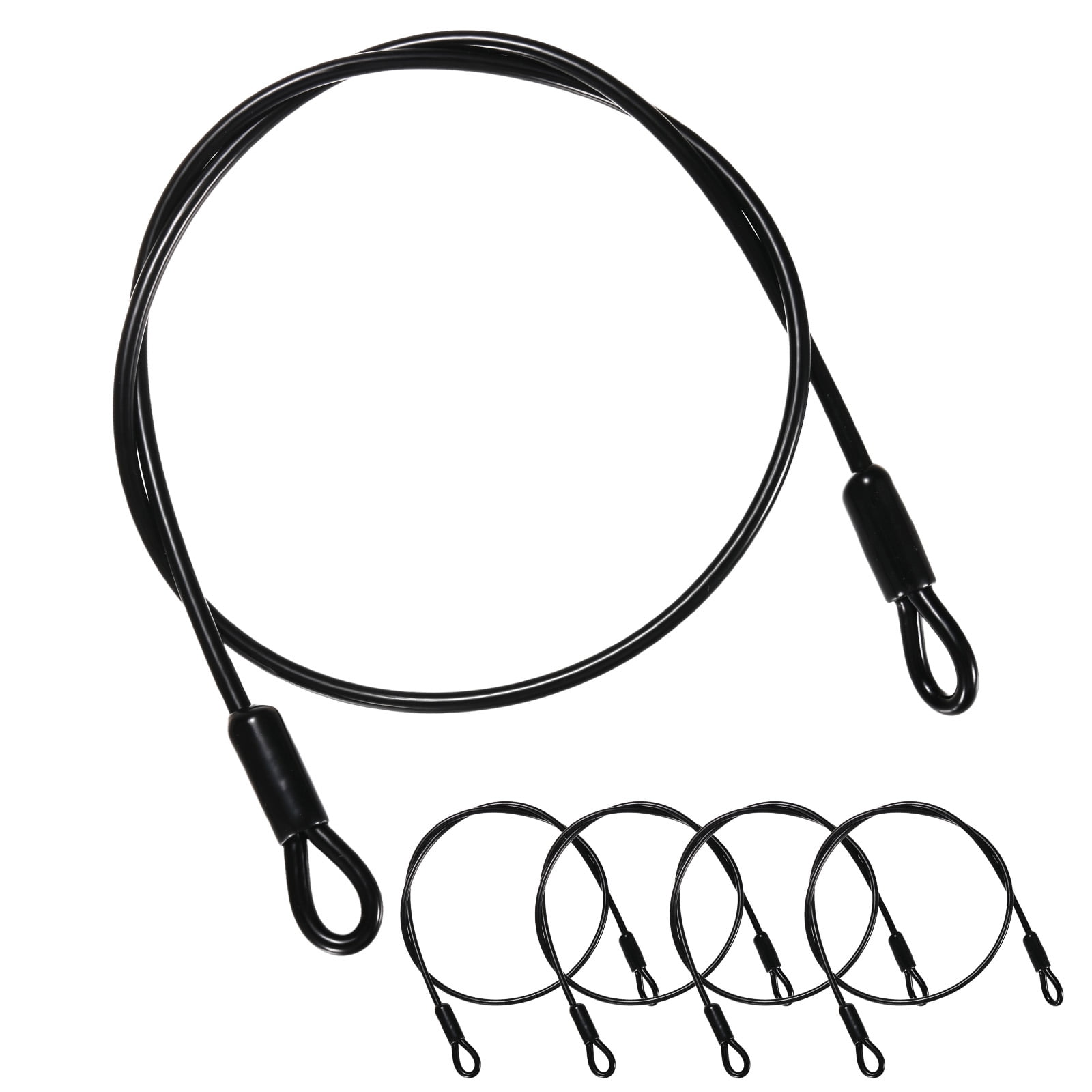 Uxcell 5-Pack Security Cable Lock, 3FT 5mm Coated Stainless Steel ...