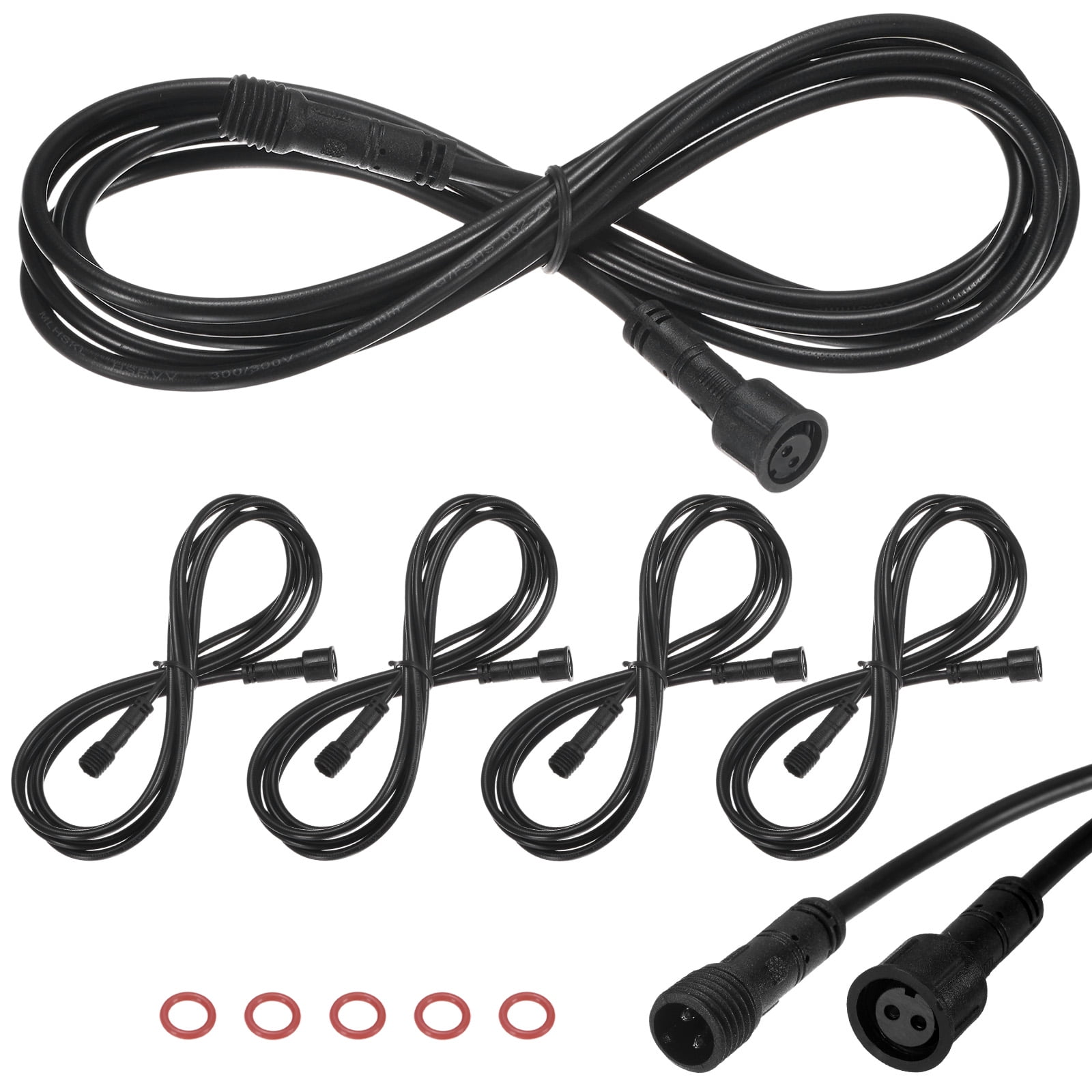 Uxcell 5-Pack Waterproof Extension Cable, 2 Pin 6.56 Ft/2m Wire with ...