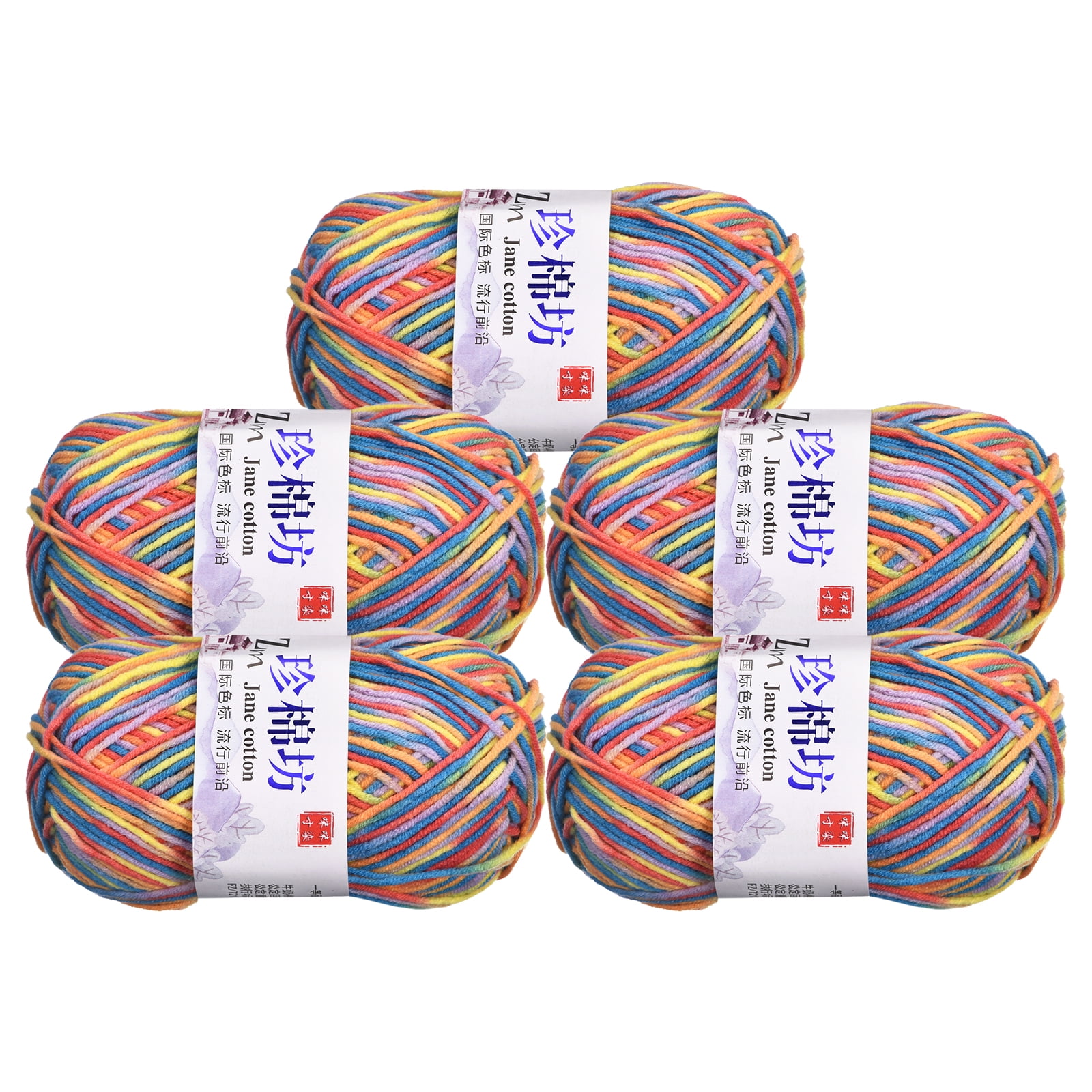 Uxcell 5 Pack of 50g Cotton Blend Yarn Crochet Craft Yarns for Knitting ...