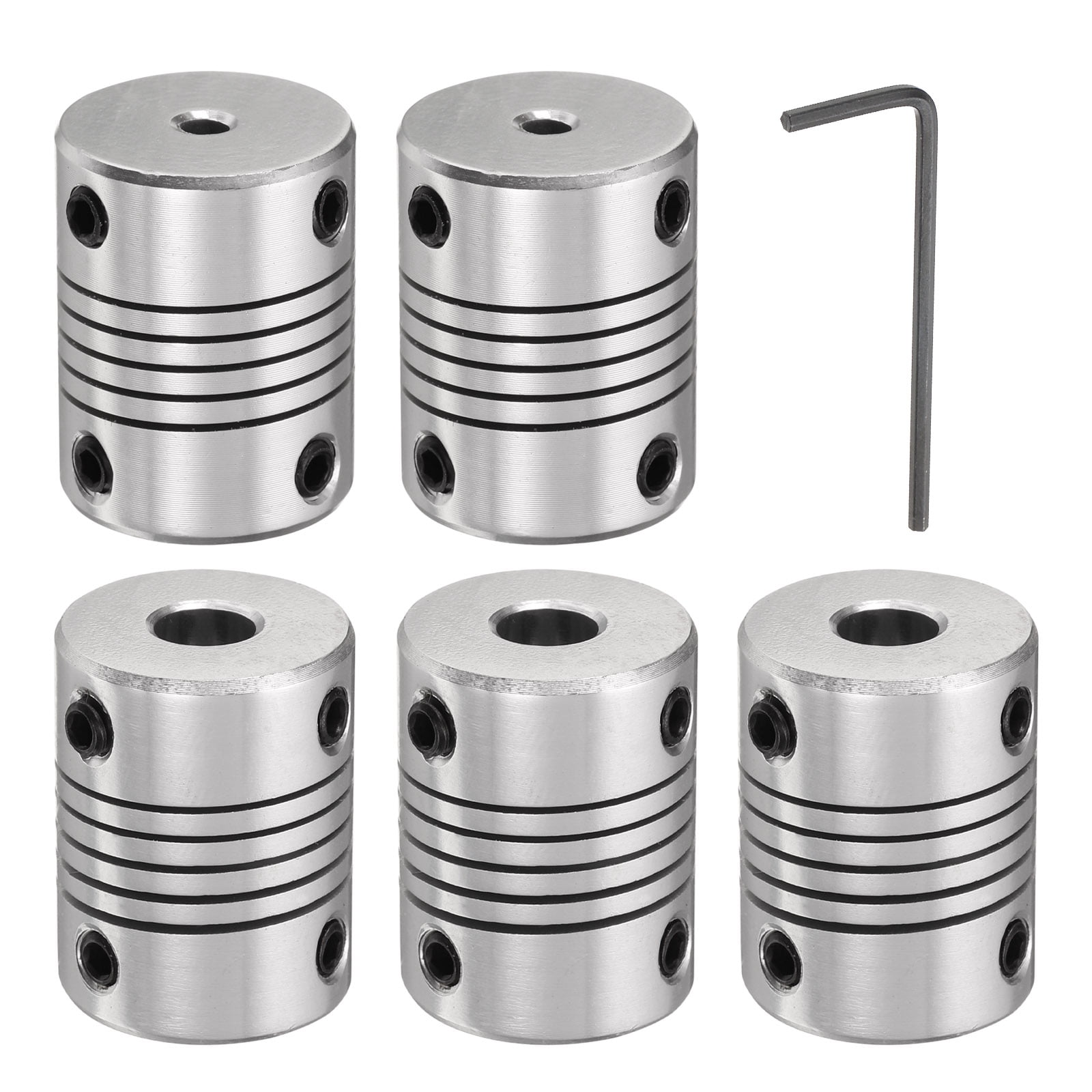 Uxcell 5 Packs Aluminum Alloy Shaft Coupling 3mm to 6.35mm, Flexible ...
