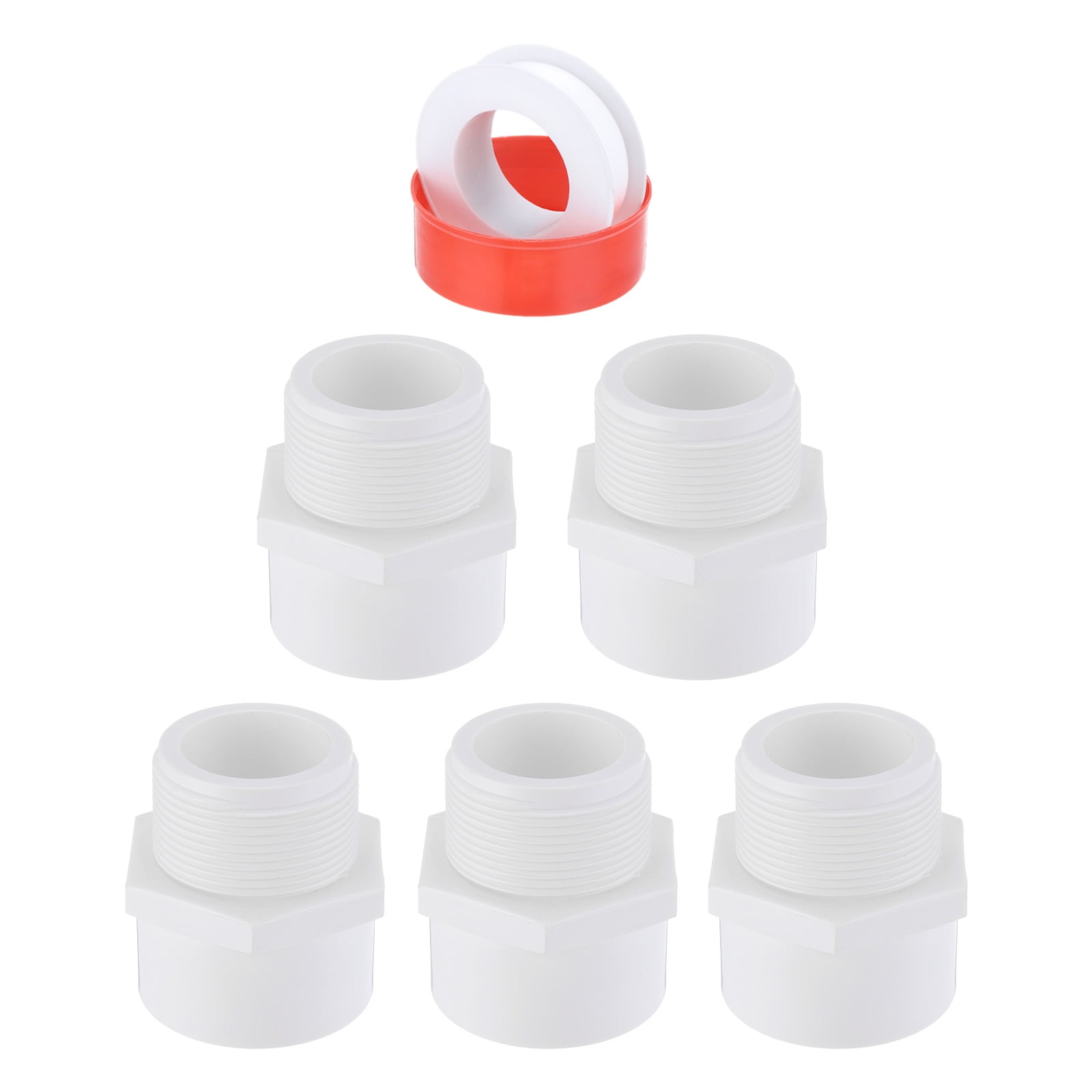 Uxcell 5 Pcs 1-1/2" PVC Male Adapter Pipe Fitting Fit for SCH40 Slip ...