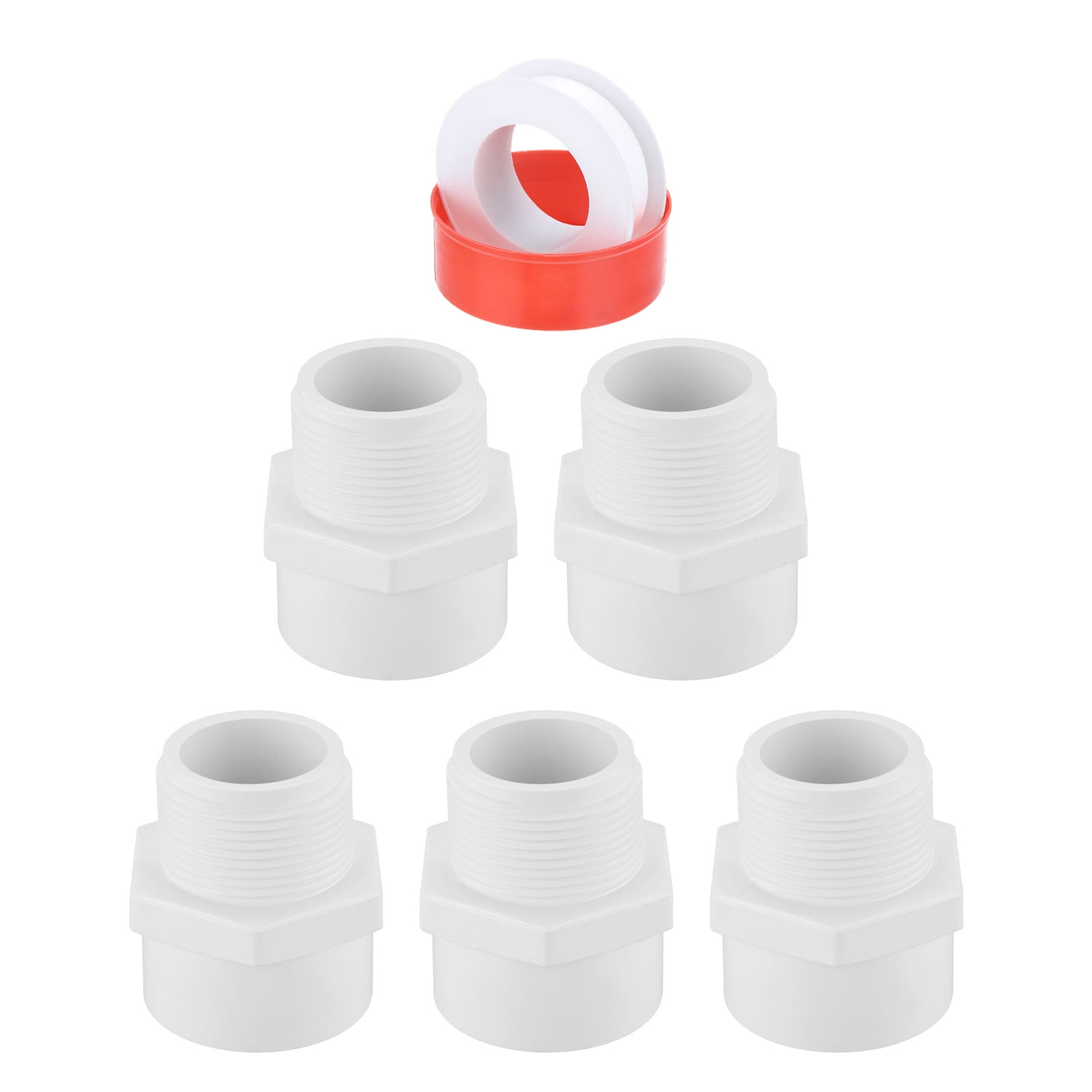 Uxcell 5 Pcs 1-1/4" PVC Male Adapter Pipe Fitting Fit for SCH40 Slip ...