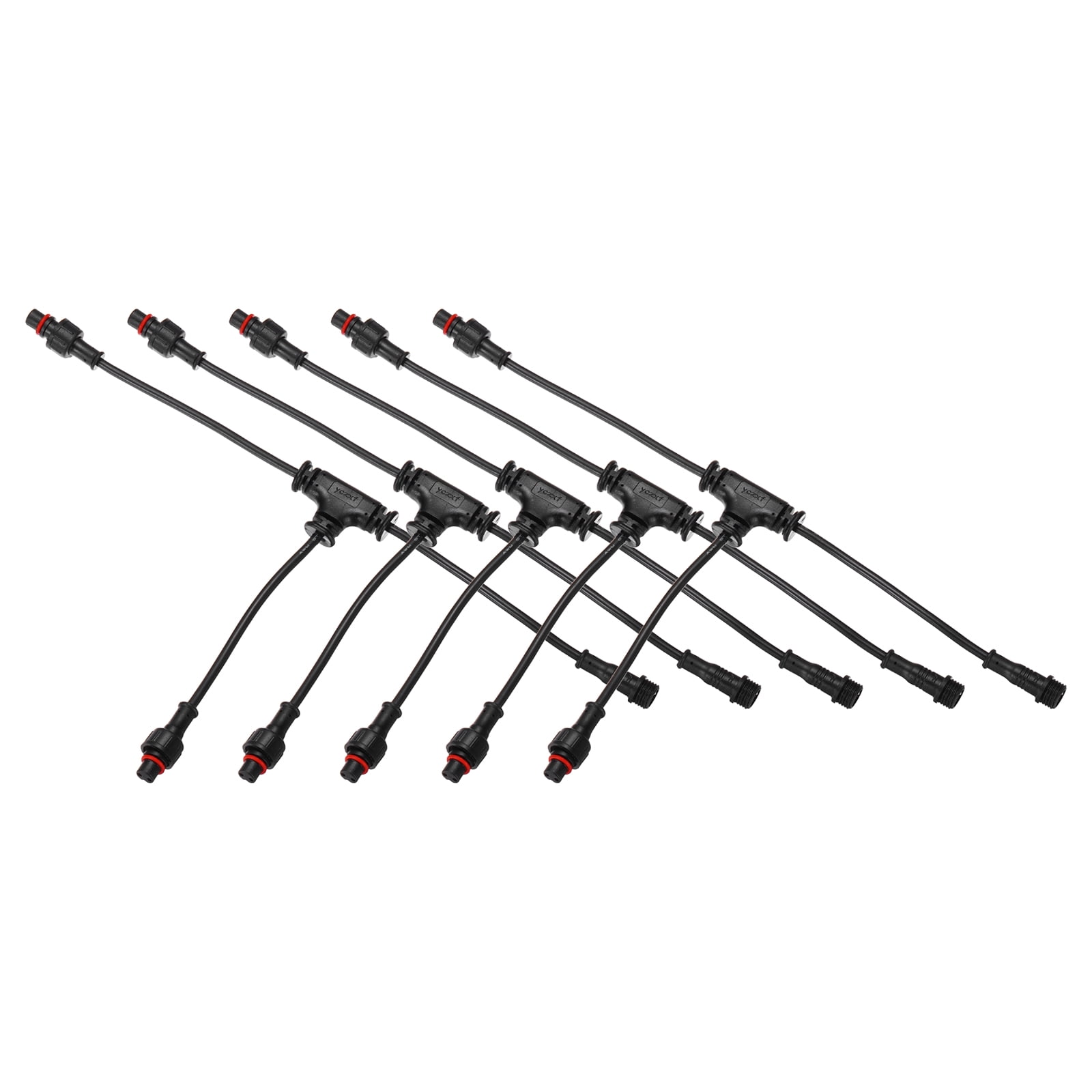 Uxcell 5 Pcs 3-Core 3 Pin T Splitter Connector, 15cm 22AWG IP65 Y Shape ...