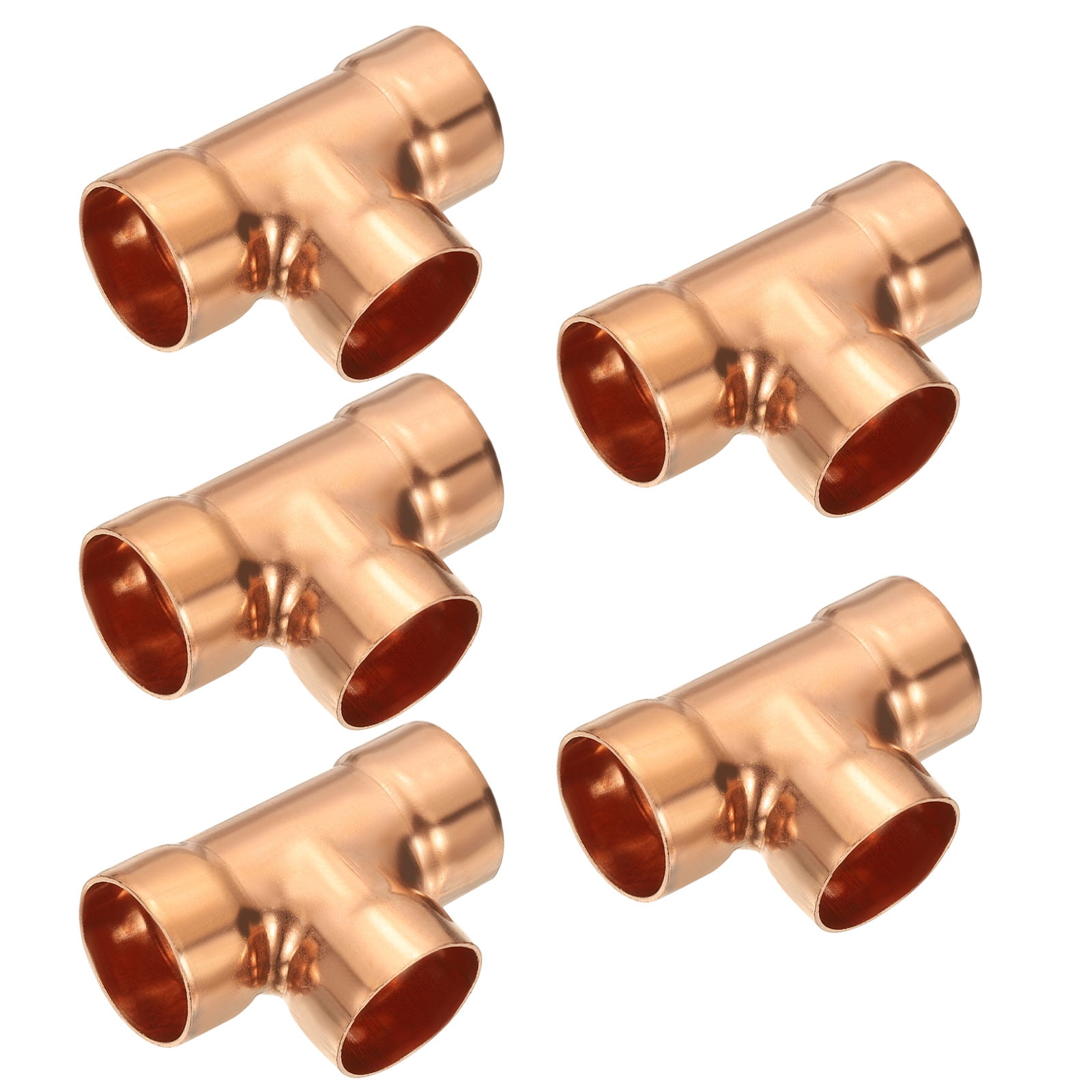 Uxcell 5 Pcs Copper Tee Fitting, C x C Connector, Welding Joint Tube ...