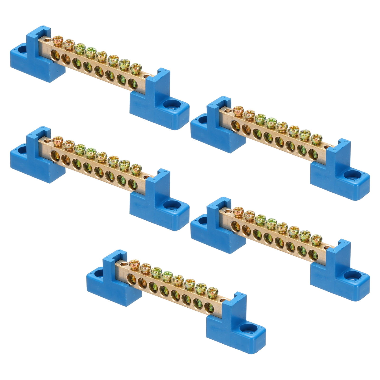 Uxcell 5 Pcs Ground Bus Bar Terminal Grounding Bar Brass 8 Positions ...