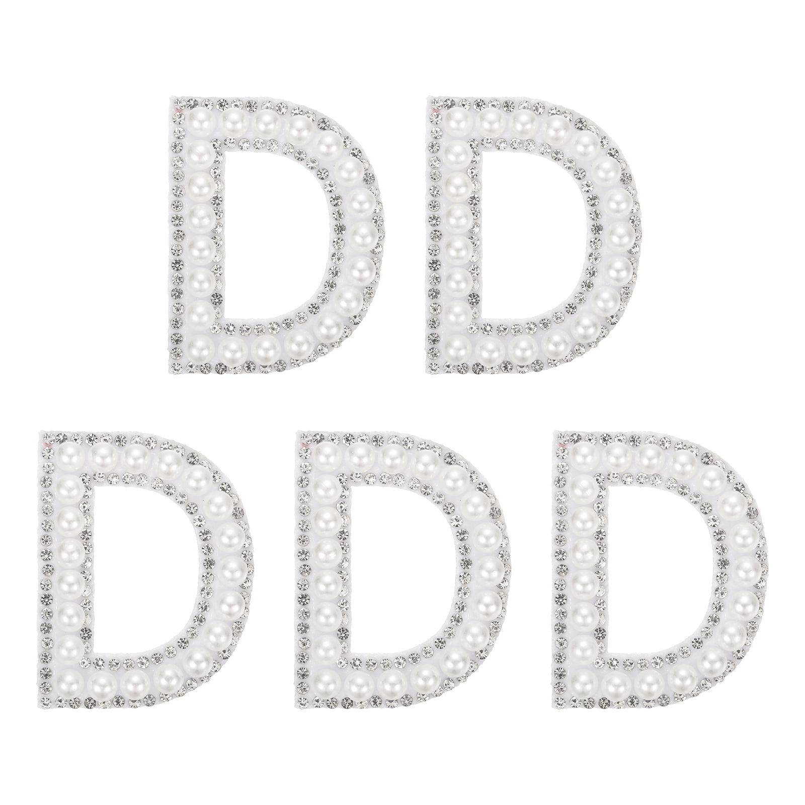 Uxcell 5 Pcs Pearl Letter D Patches, Pearl Rhinestone A-Z Alphabet Self ...