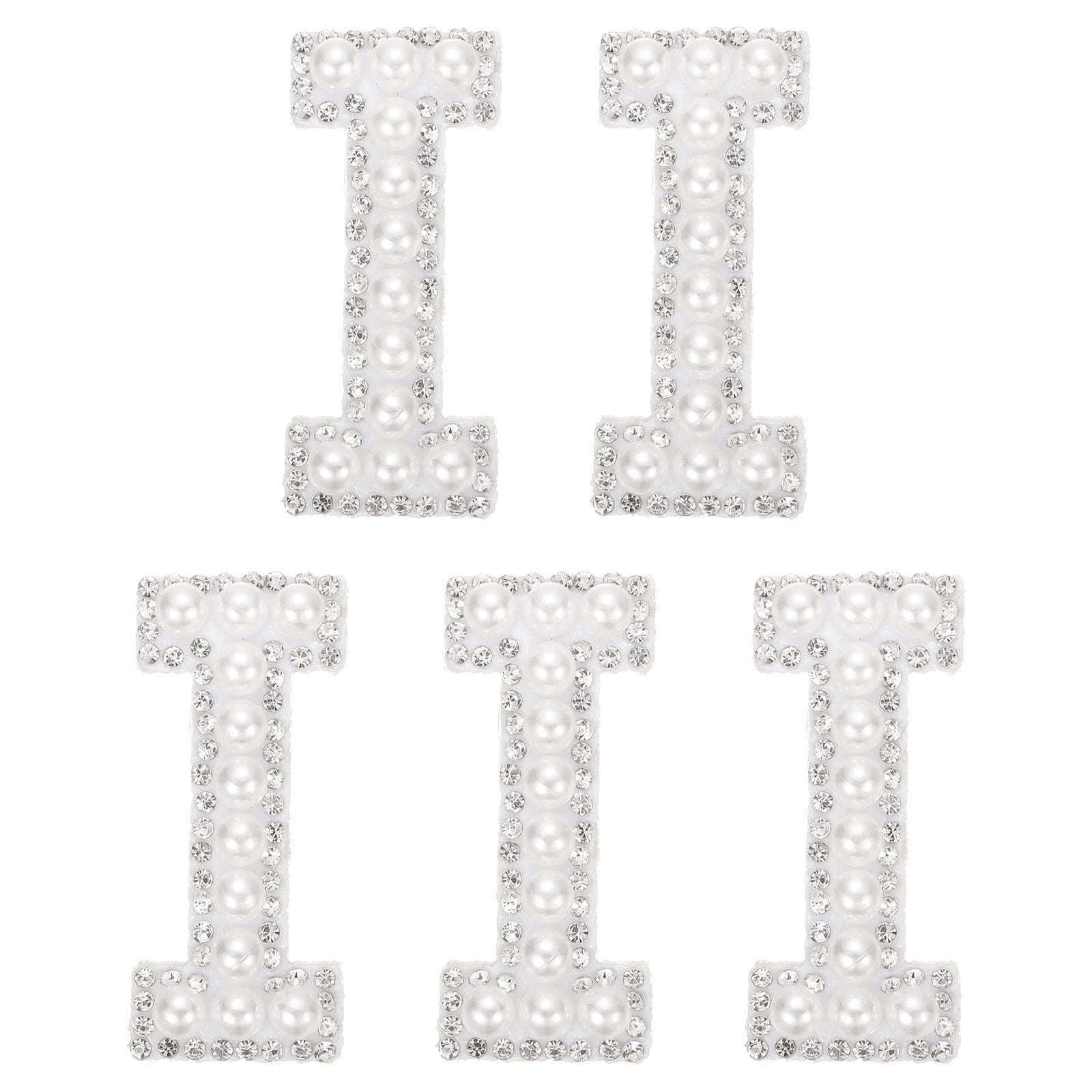 Uxcell 5 Pcs Pearl Letter I Patches, Pearl Rhinestone A-Z Alphabet Self ...