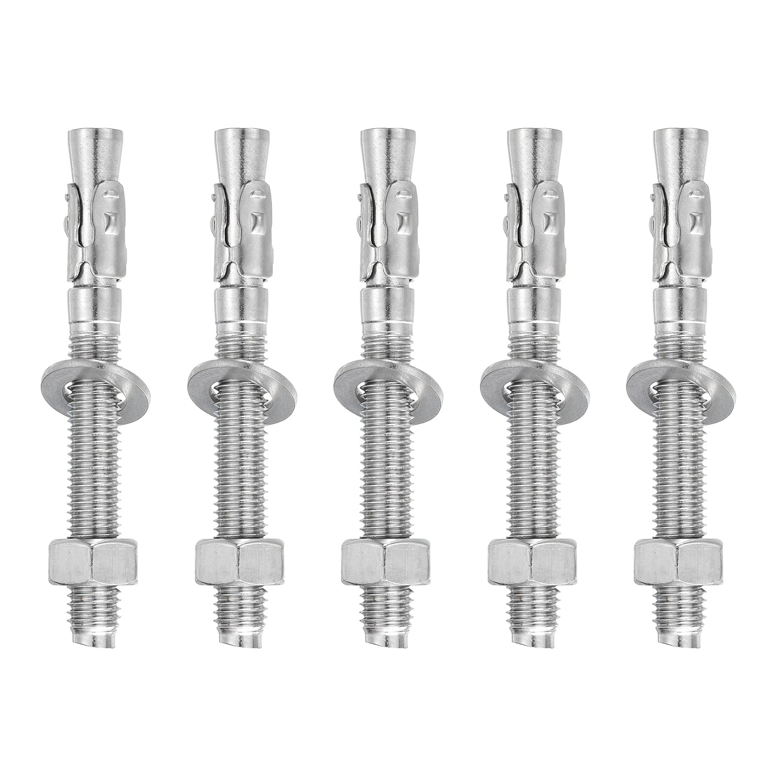 Uxcell 5 Pcs Wedge Anchors, 1/2"" x 4-1/2" Stainless Steel Concrete ...
