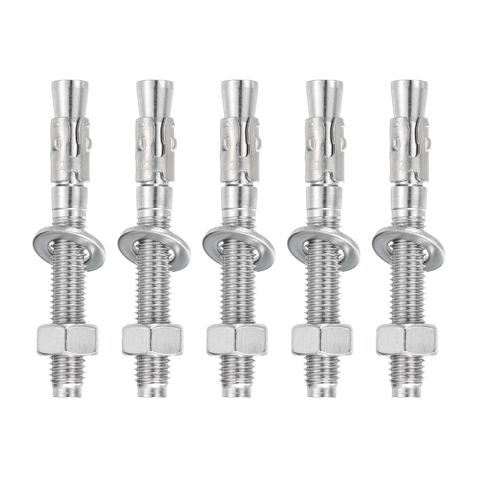 Uxcell 5 Pcs Wedge Anchors, 1/2" x 4" Stainless Steel Concrete Anchors ...