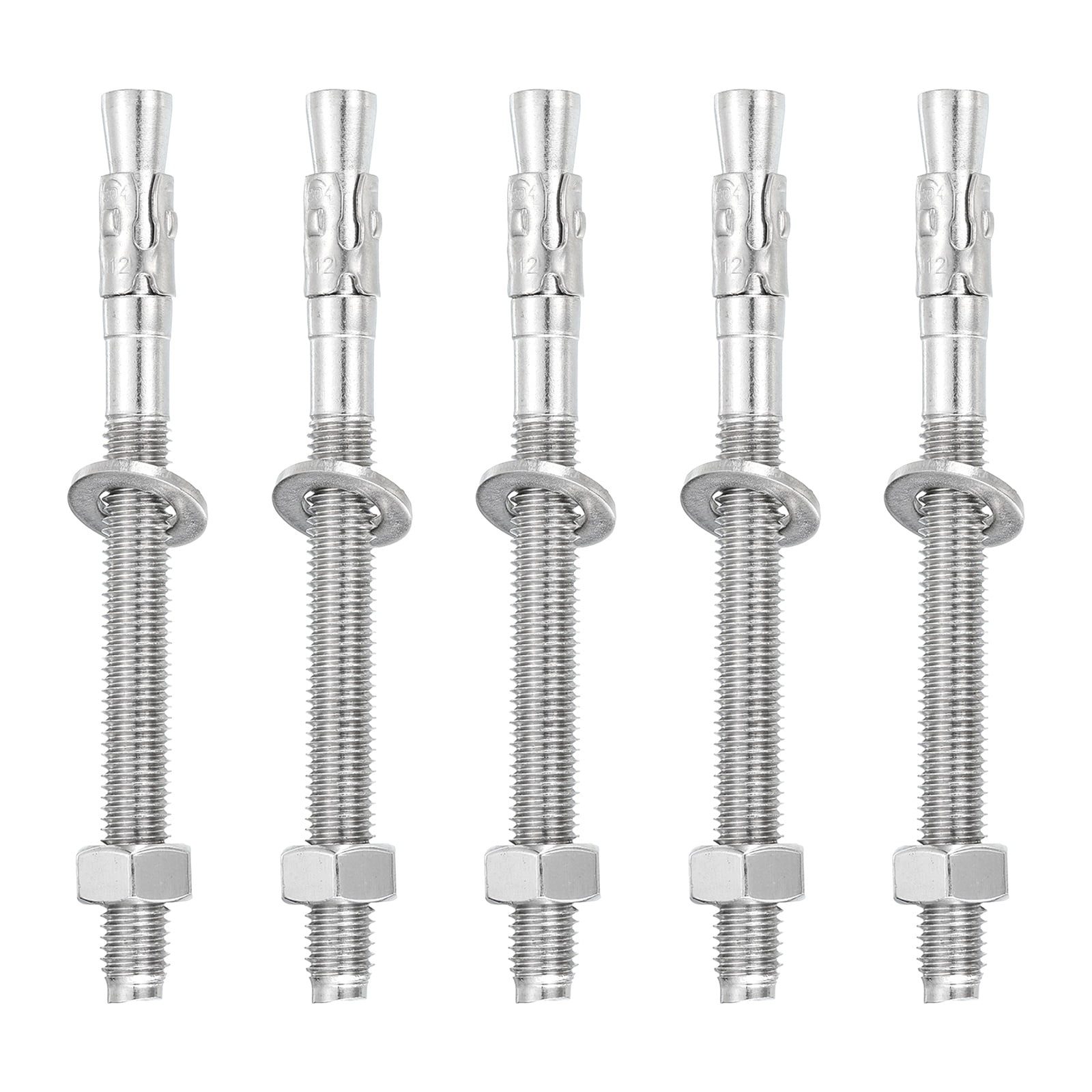 Uxcell 5 Pcs Wedge Anchors, 1/2" x 6" Stainless Steel Concrete Anchors ...