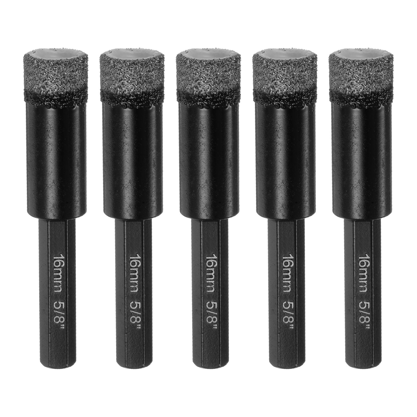 Uxcell 5 Pieces 16mm Dry Diamond Core Drill Bits Set 1/3" Hex Shank ...