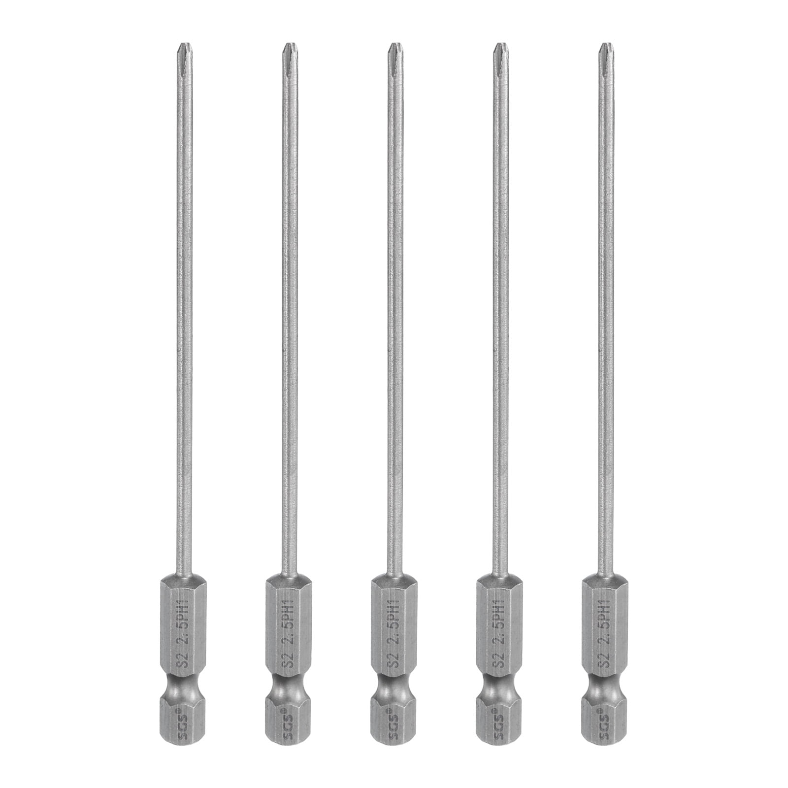 Uxcell 5 Pieces PH1 Phillips Screwdriver Bit 1/4" Shank 110mm Long ...