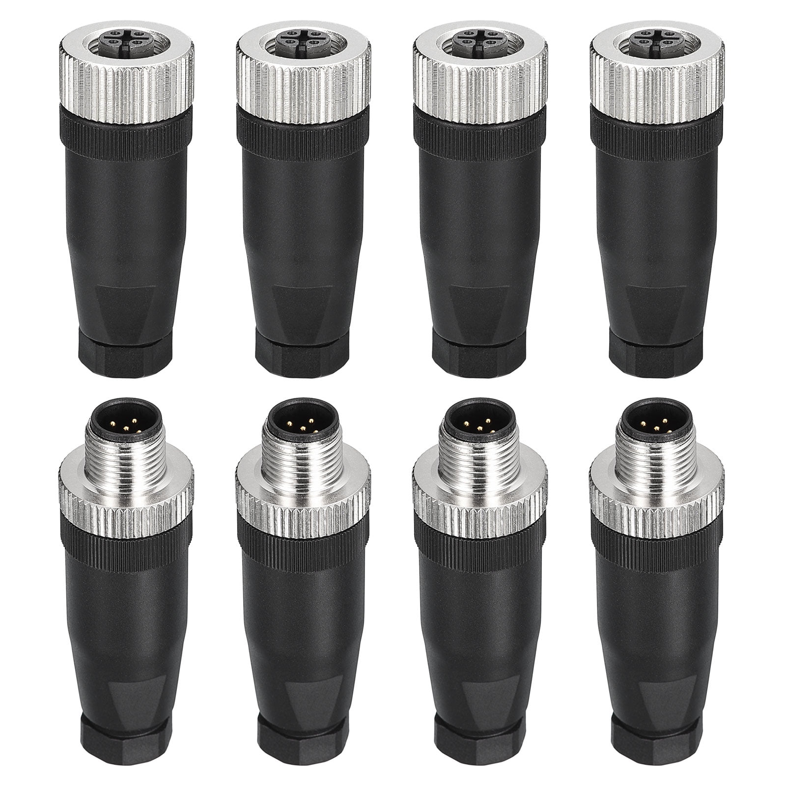 Uxcell 5 Pin M12 Male & Female Aviation Wire Connector, 4 Set ...