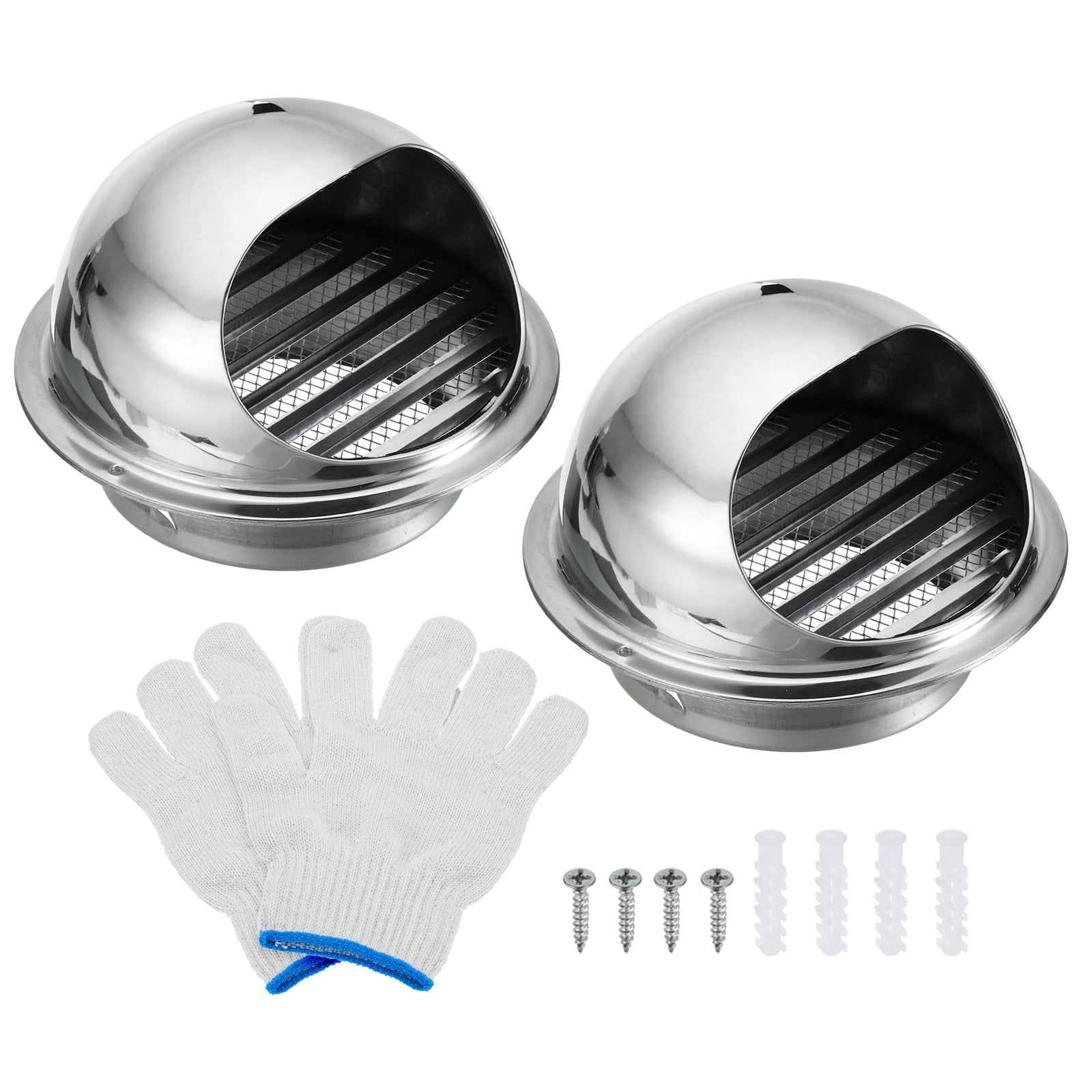 Uxcell 5" Round Soffit Air Vents, 2 Set Stainless Steel Louver Grille ...