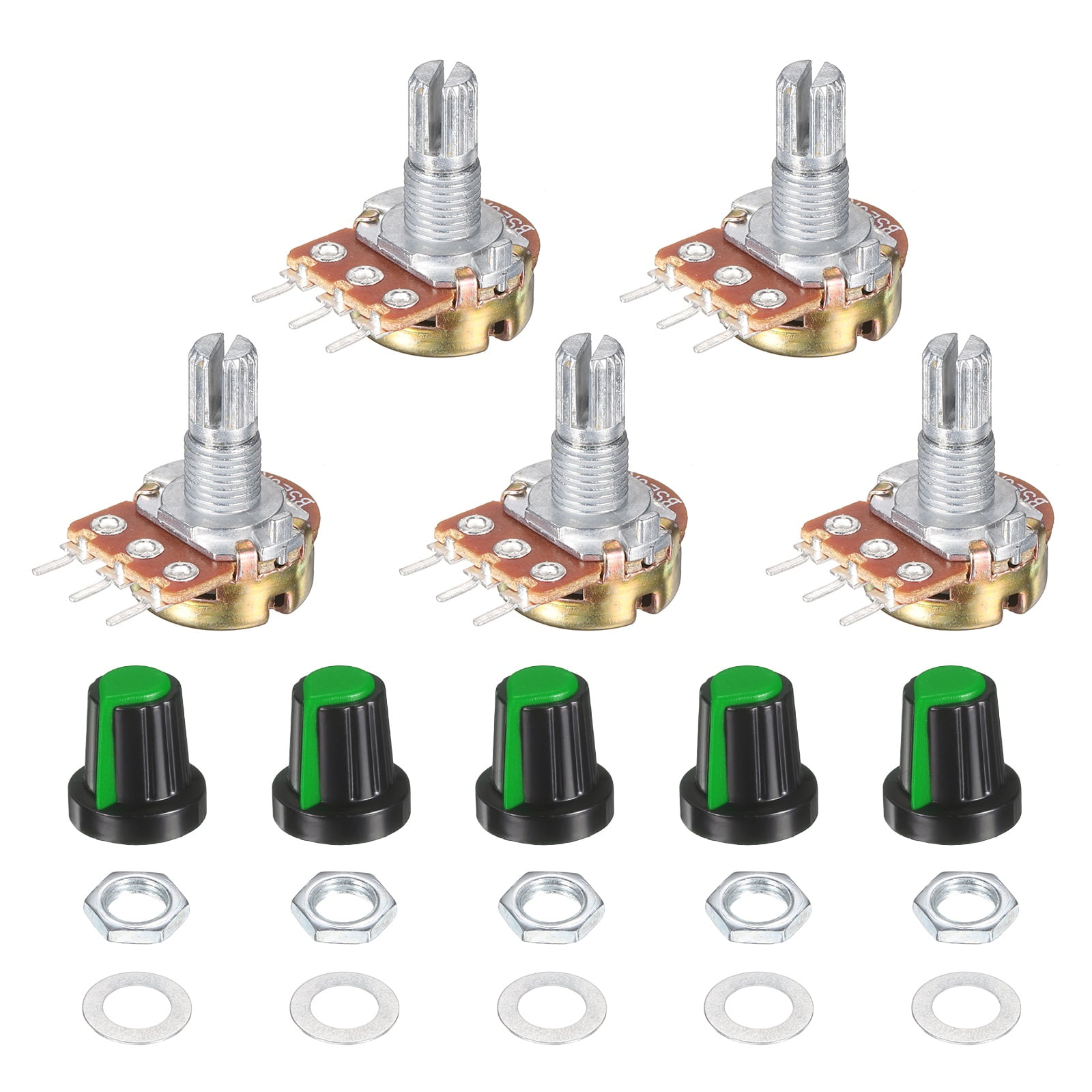 Uxcell 5 Set WH148 250K Potentiometer Kit, Ohm Variable Resistor Linear ...