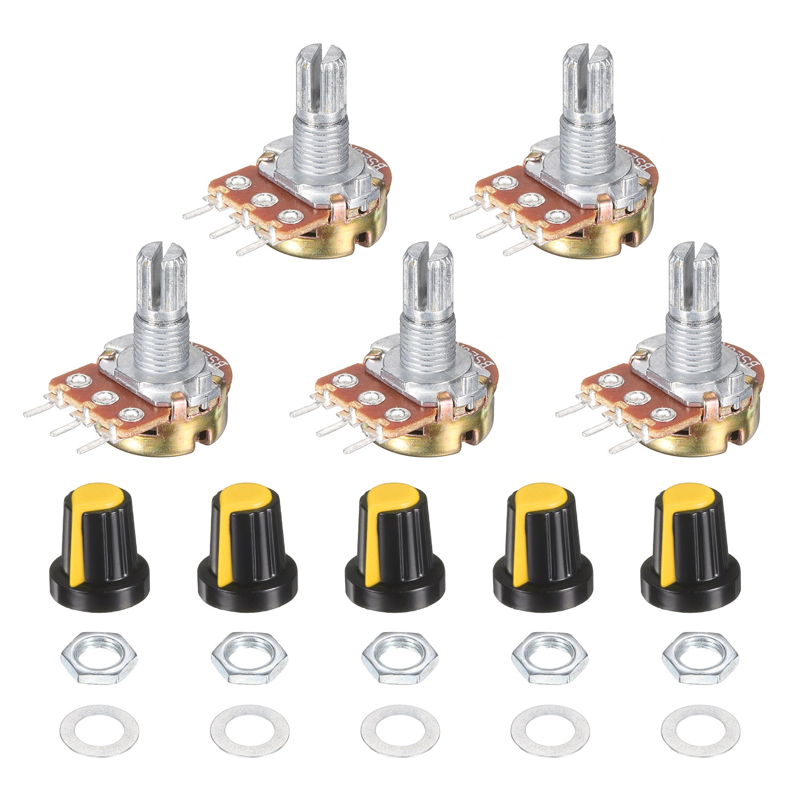 Uxcell 5 Set WH148 250K Potentiometer Kit, Ohm Variable Resistor Linear ...