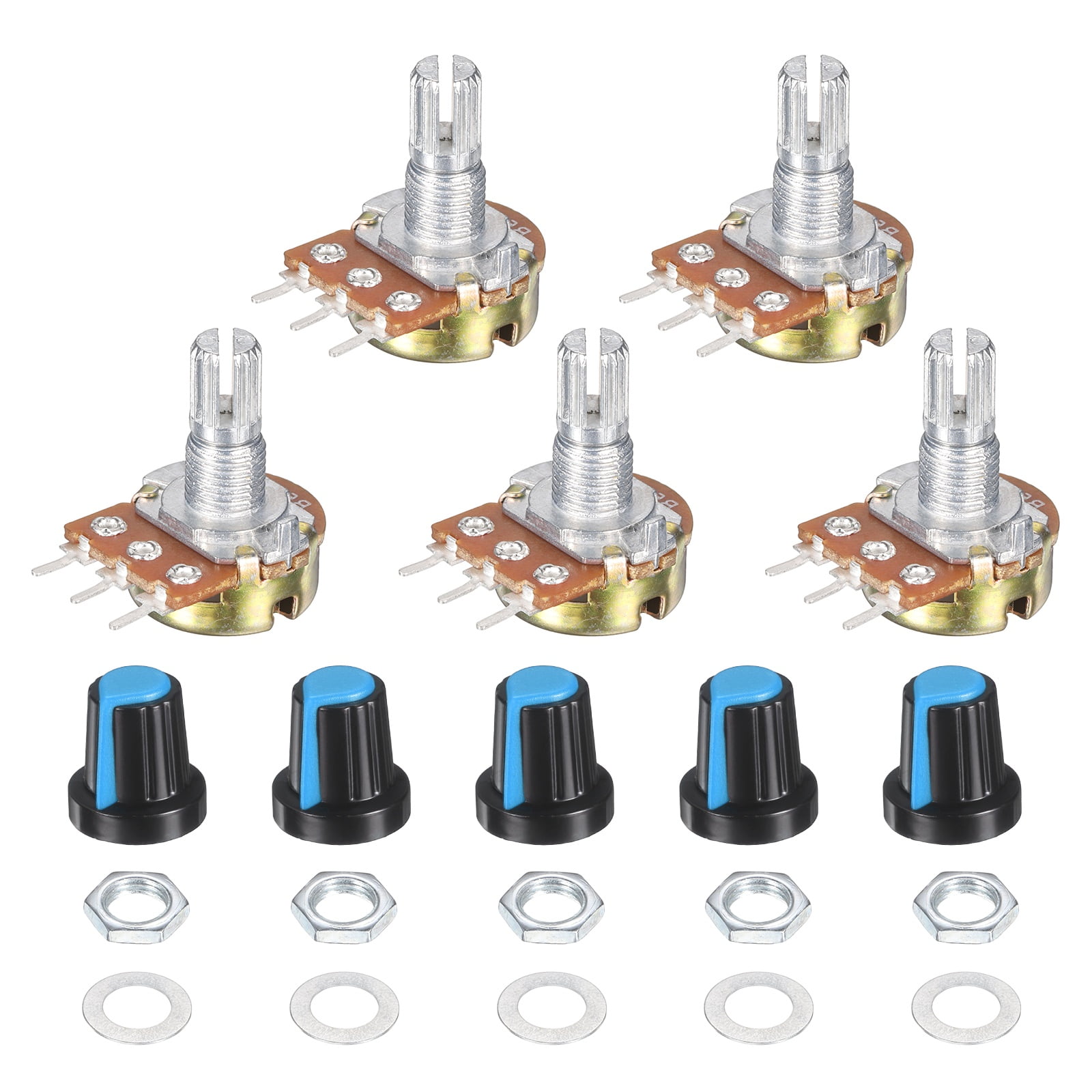 Uxcell 5 Set WH148 50K Potentiometer Kit, Ohm Variable Resistor Linear ...