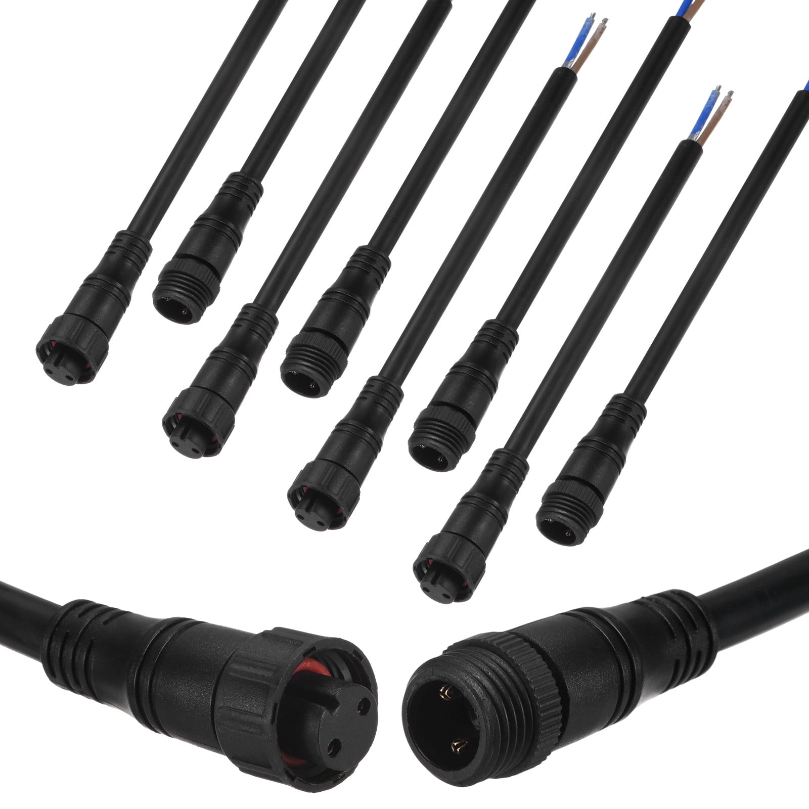 Uxcell 5-Set Waterproof Electrical Connector, 2 Pin 7.9 In/20 cm Cable ...